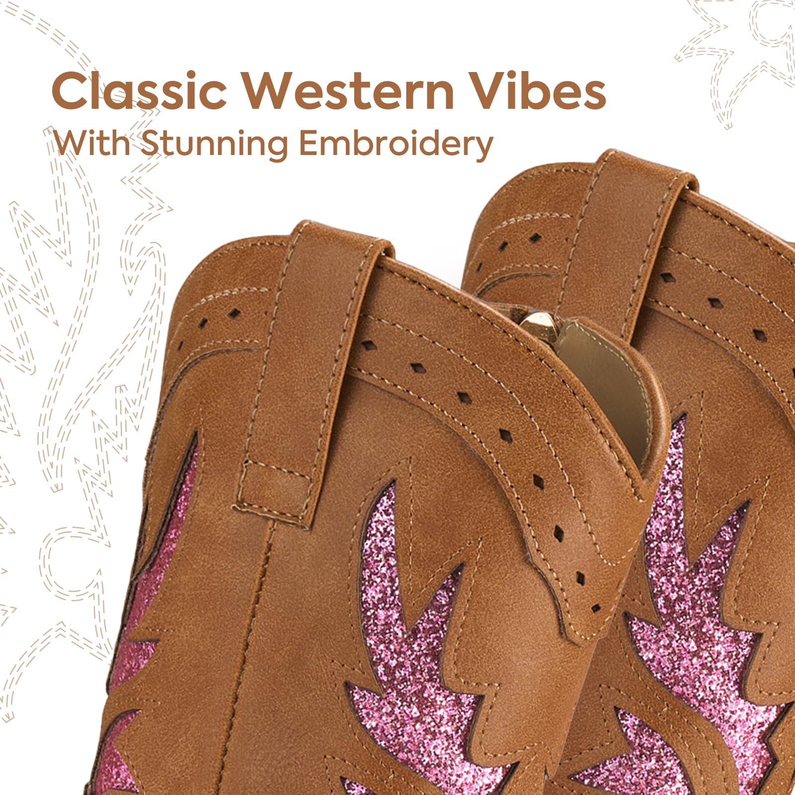 Snapklik.com : Girls Cowgirl Boots Kids Cowboy Boots Square Toe Girls ...