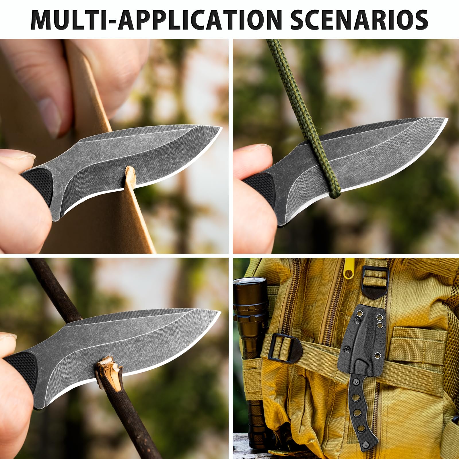 Snapklik.com : Squirrel Small EDC Fixed Blade Knife, 2.7" Full Tang ...