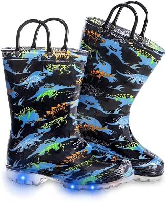 Amazon.com: FUNCOO PLUS Toddler Kids Rain Boots Boys Girls Light Up ...