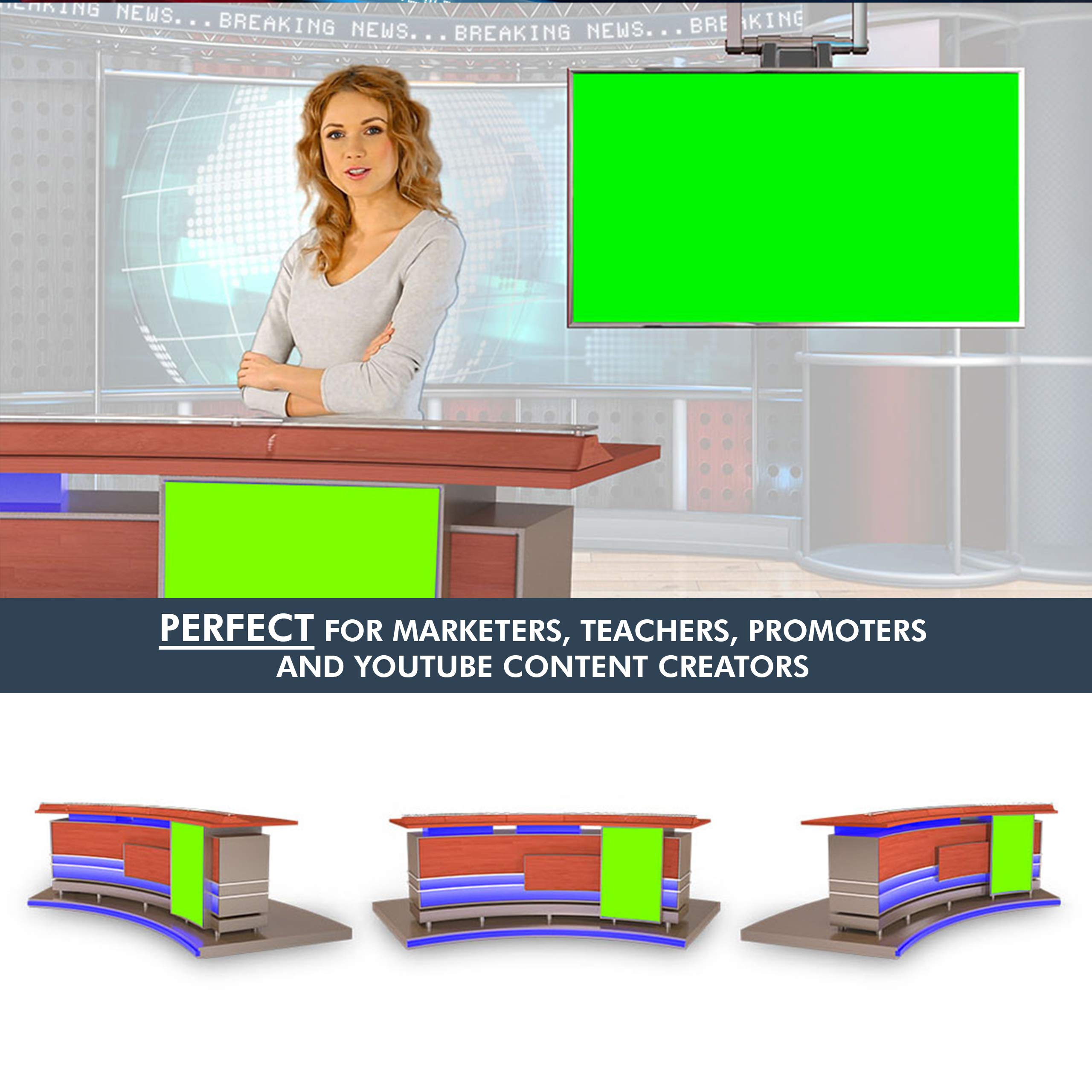 Virtual News Desk Studio Set Digital Backgrounds for HD / 4K Video ...