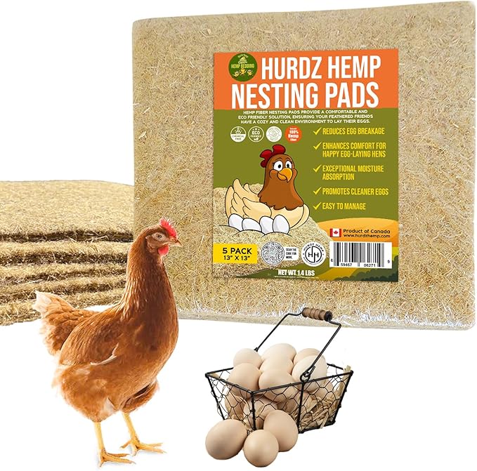Amazon.com : HURDZ HEMP Nesting Pads for Chicken Coop 13”x13-100% ...