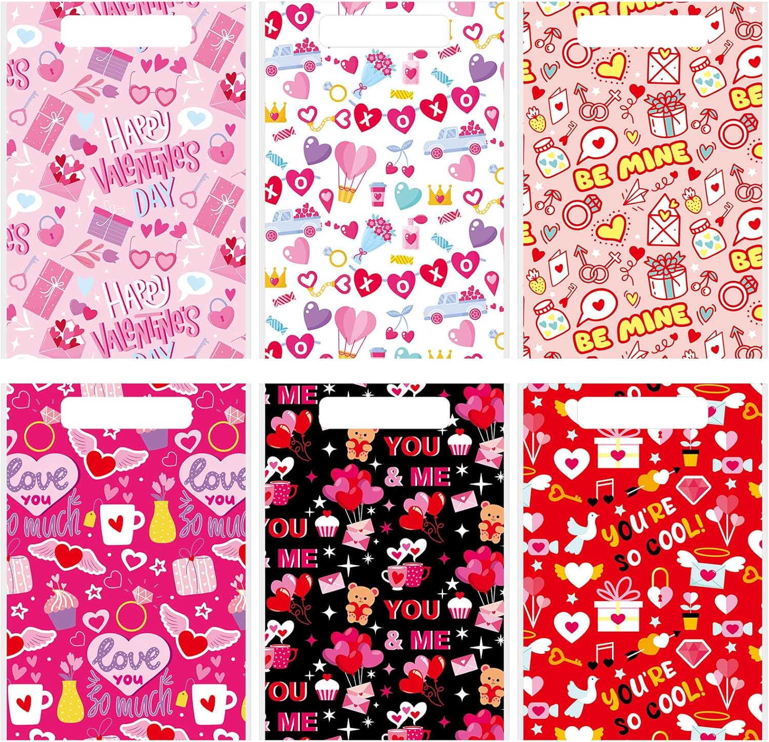 Amazon.com: Tatuo 150 Pieces Valentine's Day Gift Treat Bags for ...