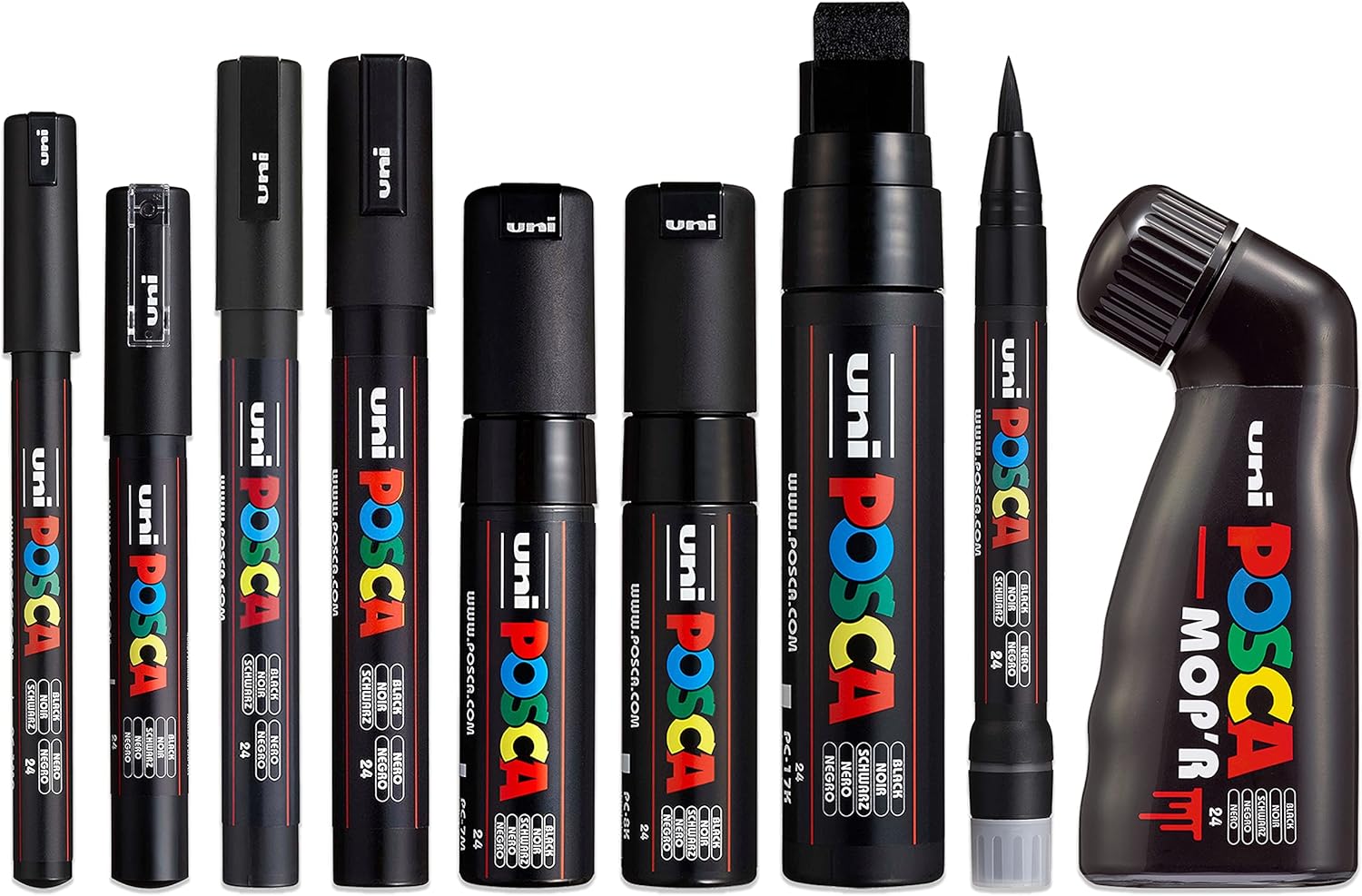 Posca - Full Set of 9 Pens - MOP'R, PCF-350, PC-17K, PC-8K, PC-7M, PC ...
