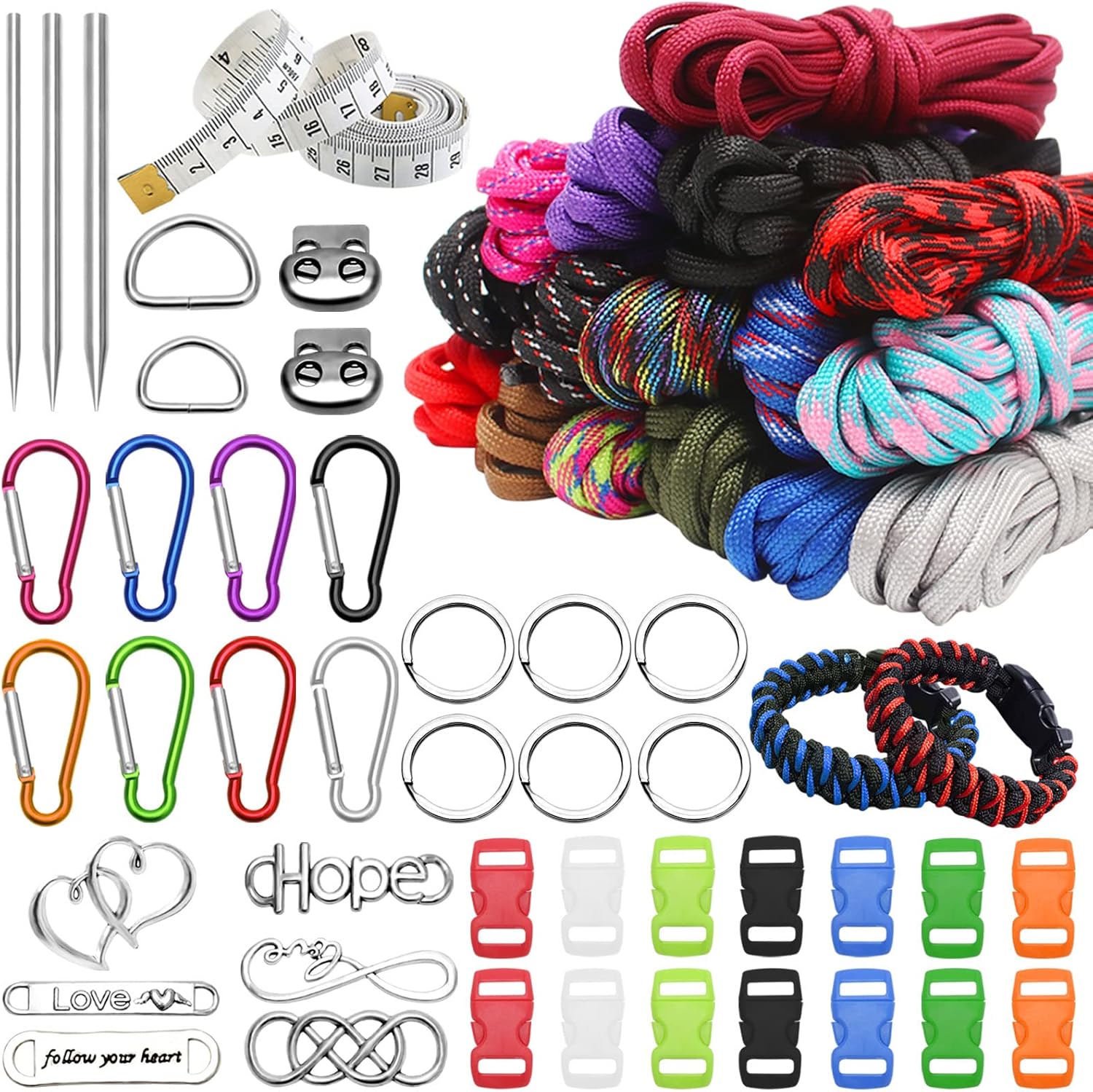 Xulisheng Paracord Kit, 58 PCS Multifunction Paracord Ropes 10 Feet ...