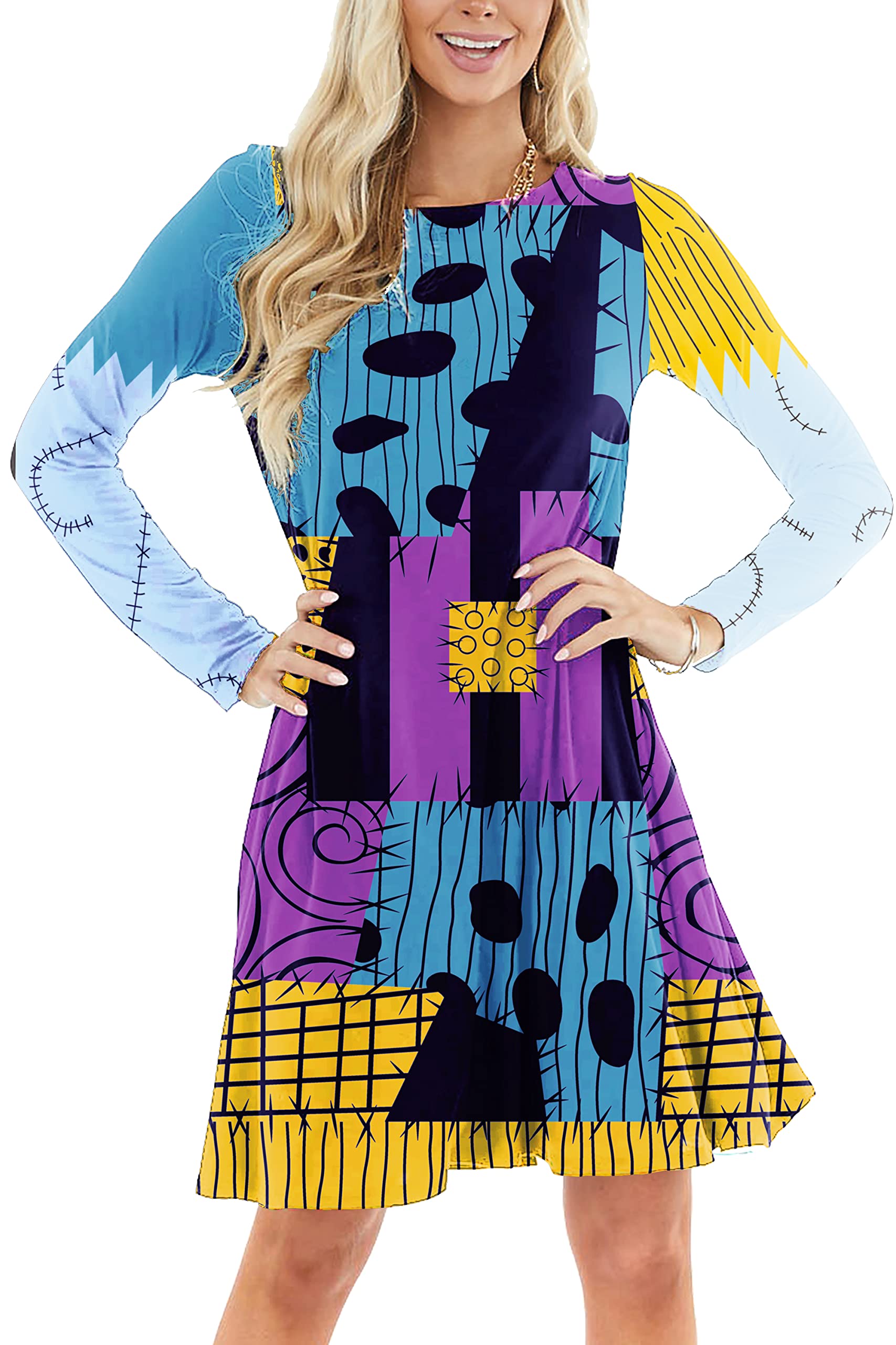 Snapklik.com : Sally Dresses Women Halloween Costume A-Line Colorful ...