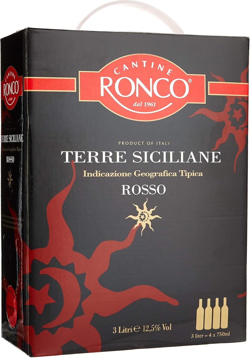 Cantine Ronco Sicilia rosso IGT trocken Bag-in-Box (1 x 3 l) 12,5 ...