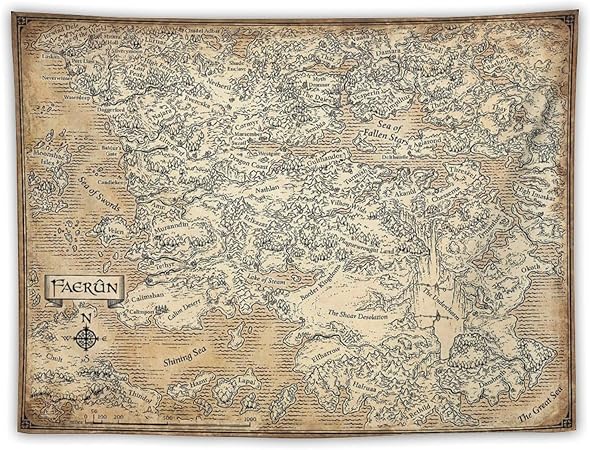 Amazon.com: Faerûn - Forgotten Realms Board Gaming Map Posters Wall ...