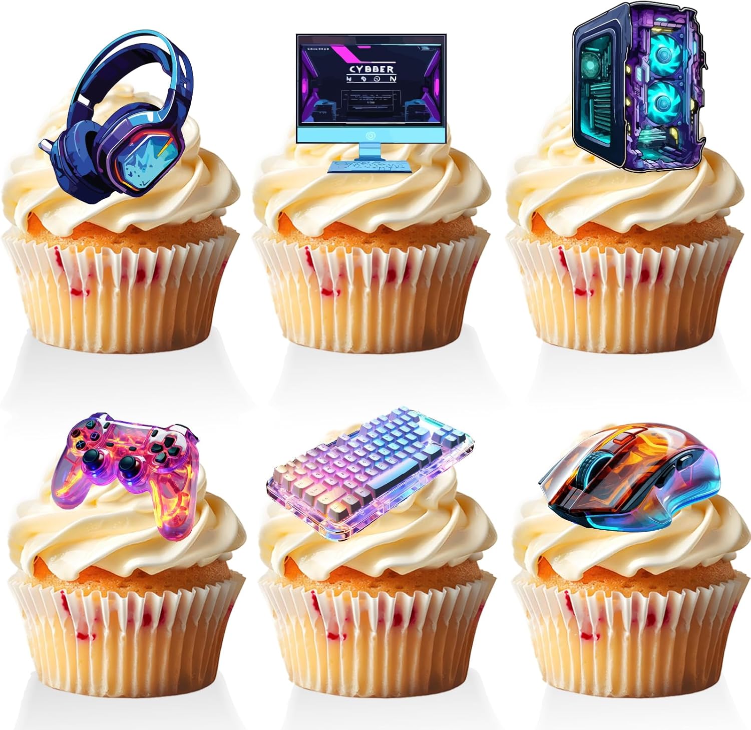 Amazon.com: 18 PCS Computer Cupcake Toppers for Boys Men Birthday ...