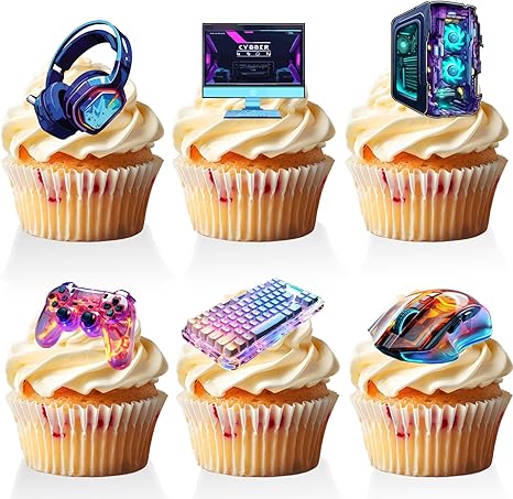 Amazon.com: 18 PCS Computer Cupcake Toppers for Boys Men Birthday ...