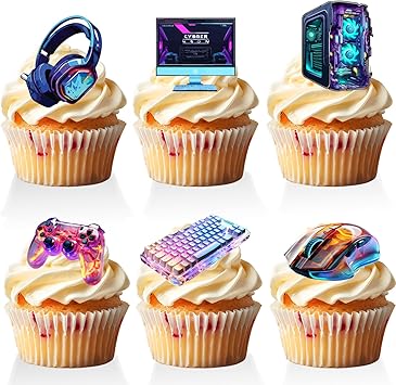 Amazon.com: 18 PCS Computer Cupcake Toppers for Boys Men Birthday ...