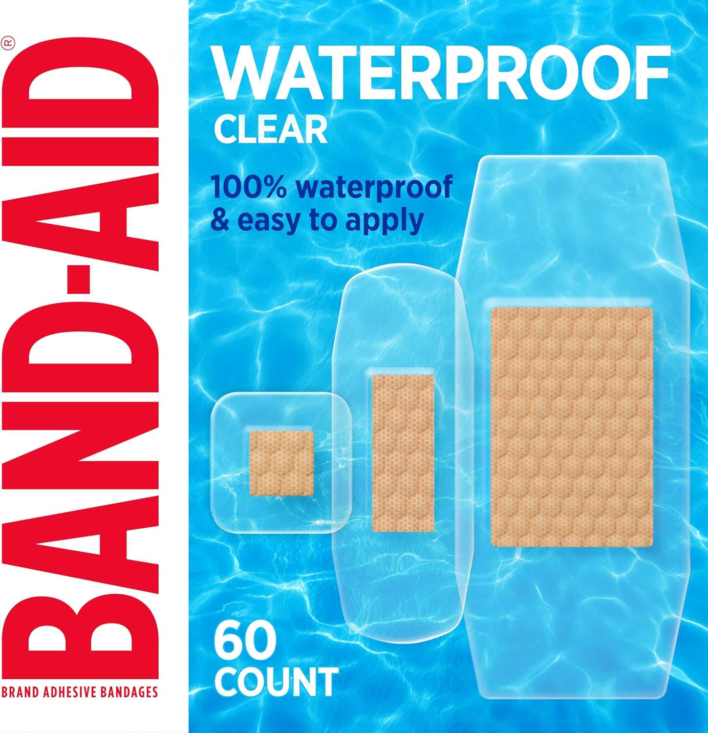 Amazon.com: BAND-AID Brand Clear Waterproof Adhesive Bandages, Sterile ...