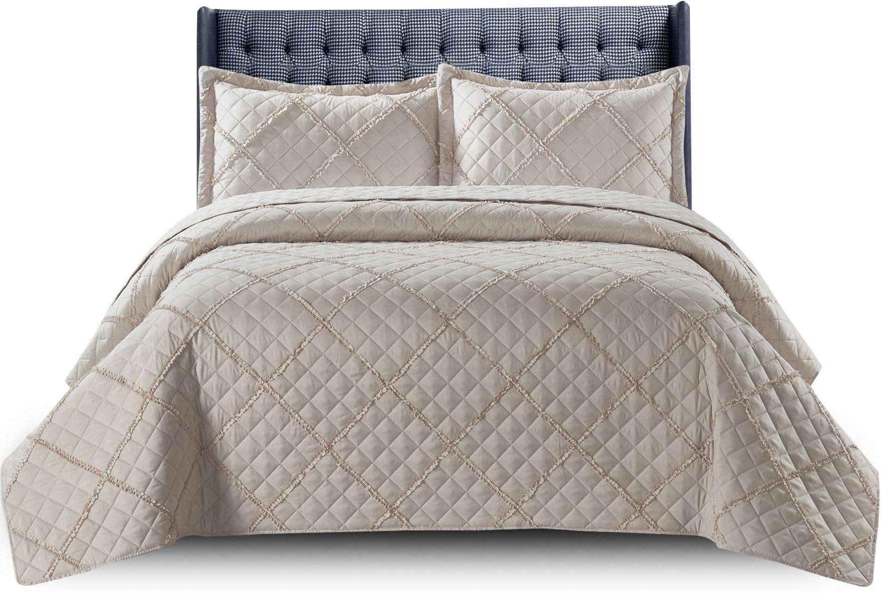Quilted Bedspread Bed Throws for Room Decor - Quilted Fabric Embossed ...