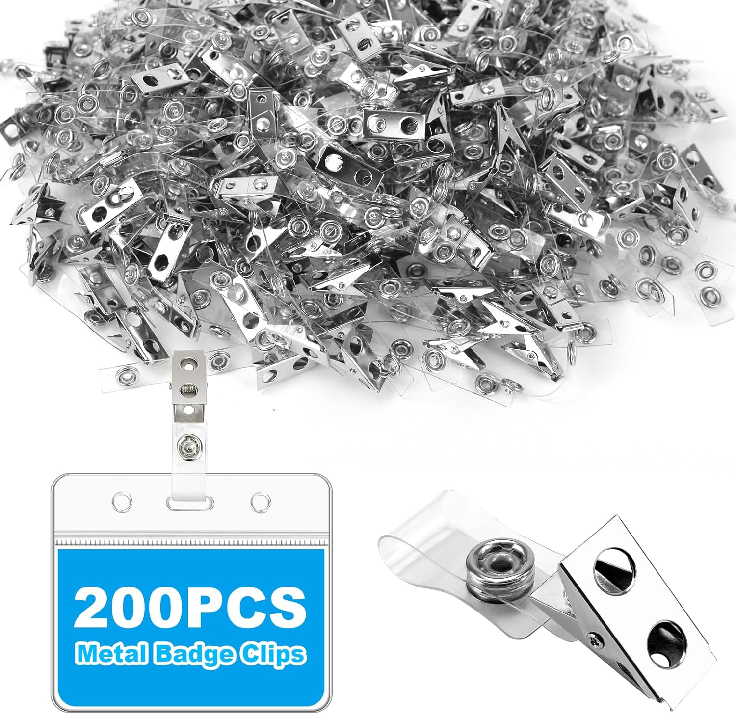 Amazon.com : 200pc ID Badge Clip,Badge Clips with Strap Clear Strap ...