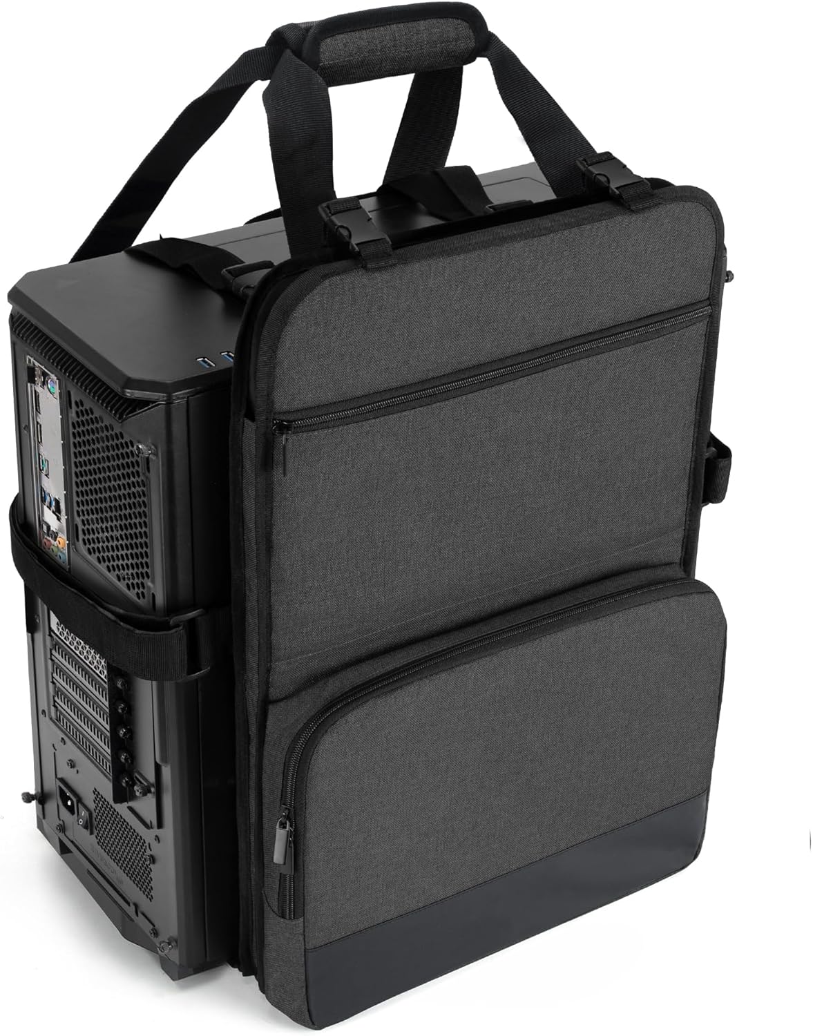 Trunab PC Tower Carrying Strap with Handle, Desktop Carrying Case with Pockets for Keyboard ...