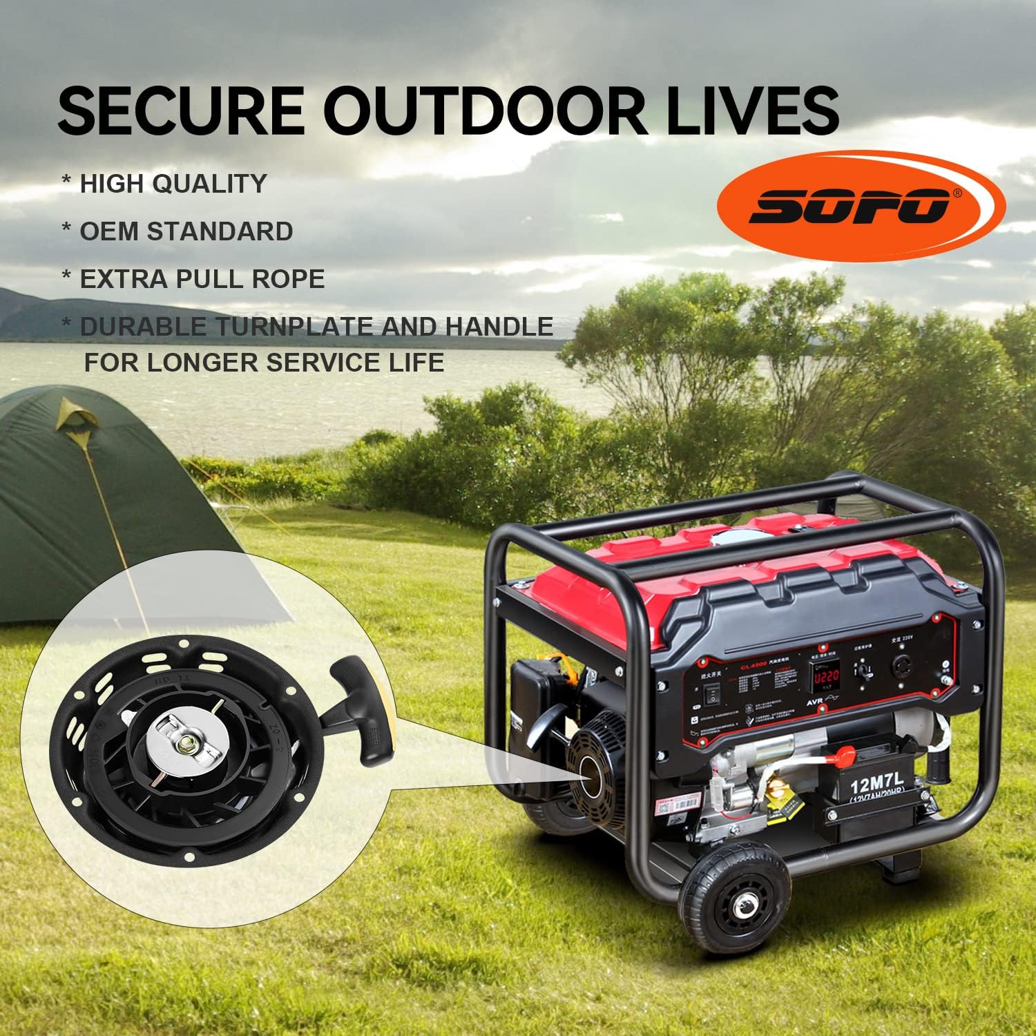 SOFO Arrancador de retroceso de goma para 212 Predator – Para piezas de generador Campeón de ...