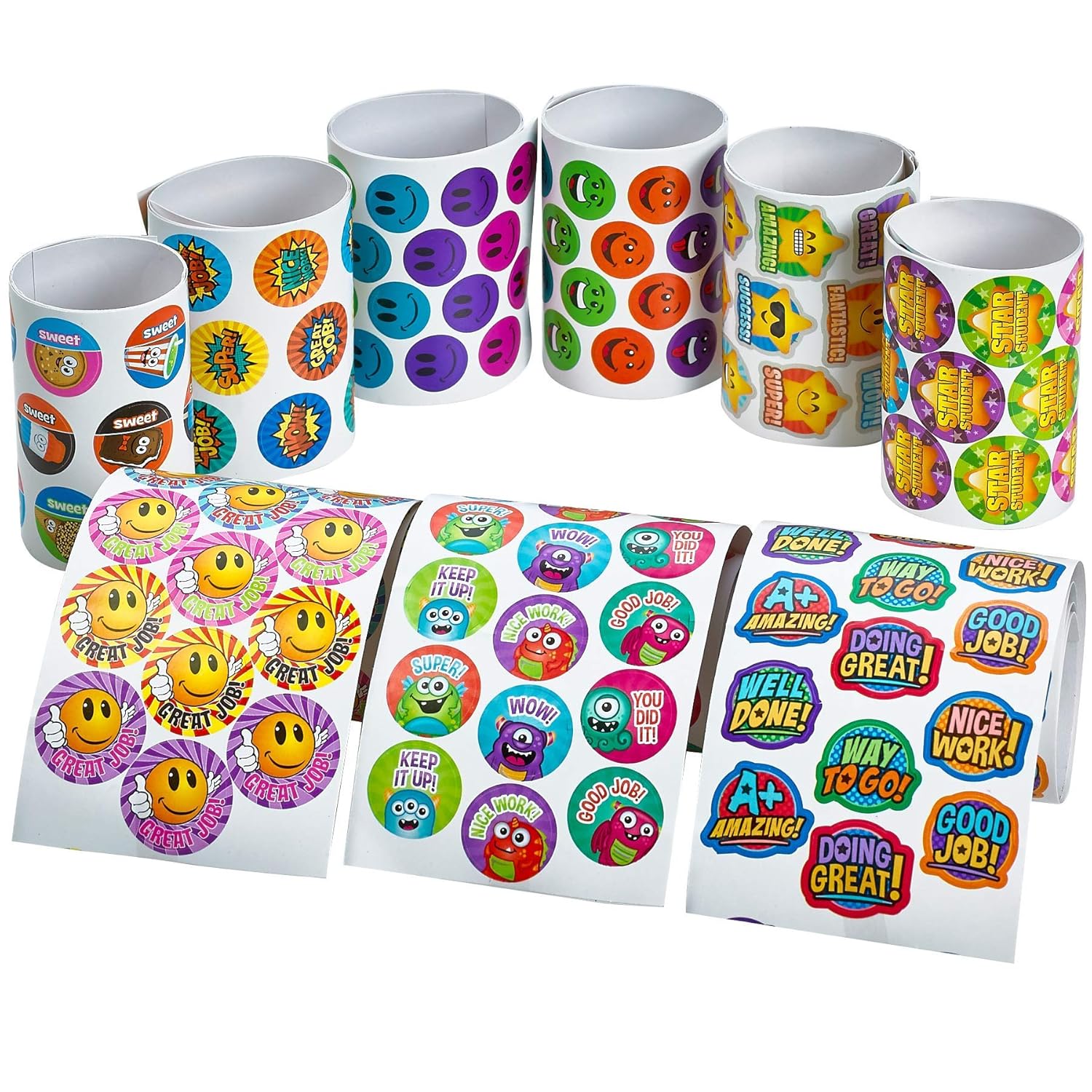 Retenda Mini Reward Stickers Assortment - 9 Rolls of Assorted Sheets ...