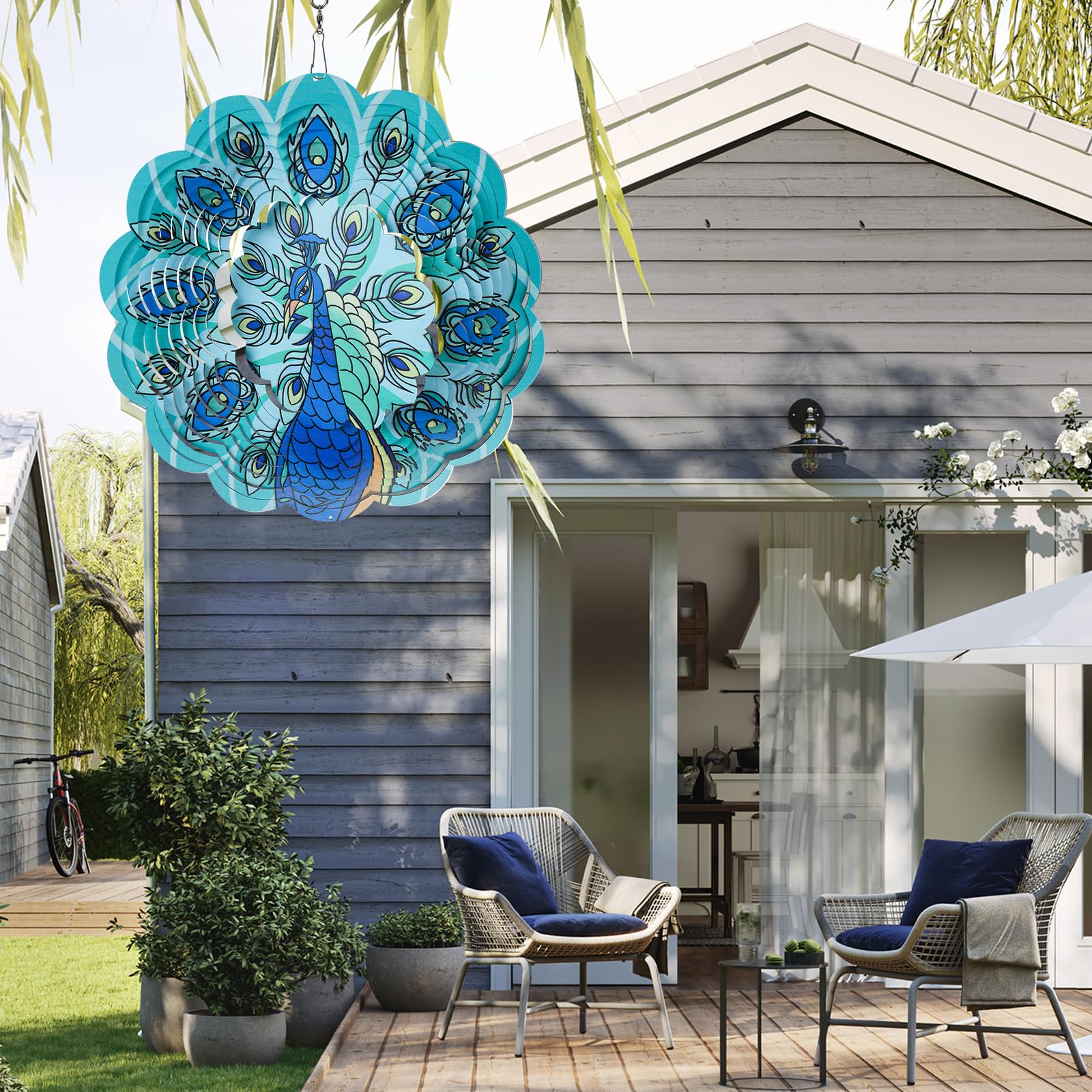 Snapklik.com : Peacock Wind Spinner Outdoor,12 Inch 3D Sublimation Wind ...