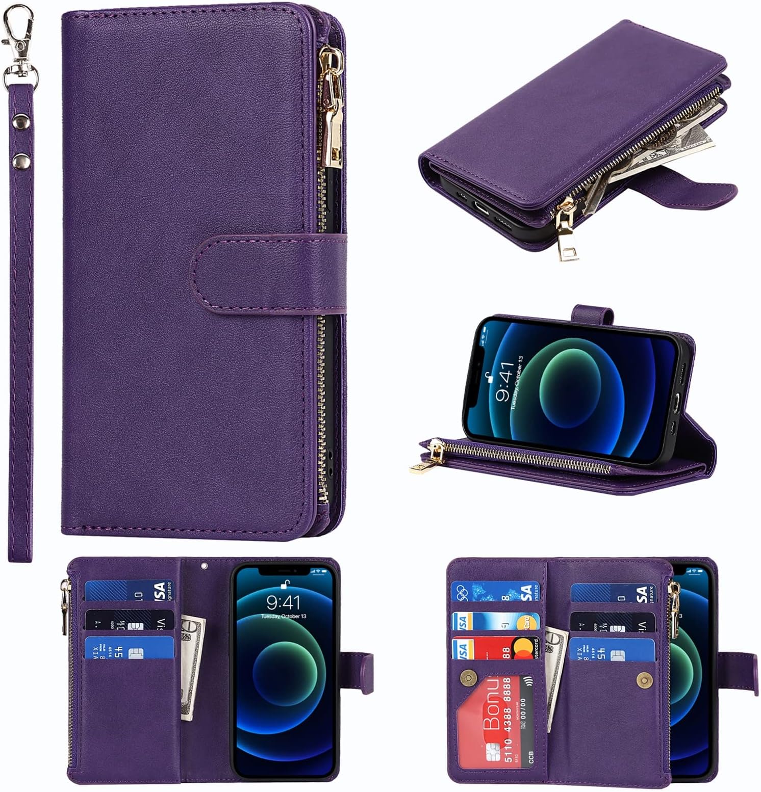 Amazon.com: iCoverCase for iPhone 12 Mini Wallet Case with Card Holder ...