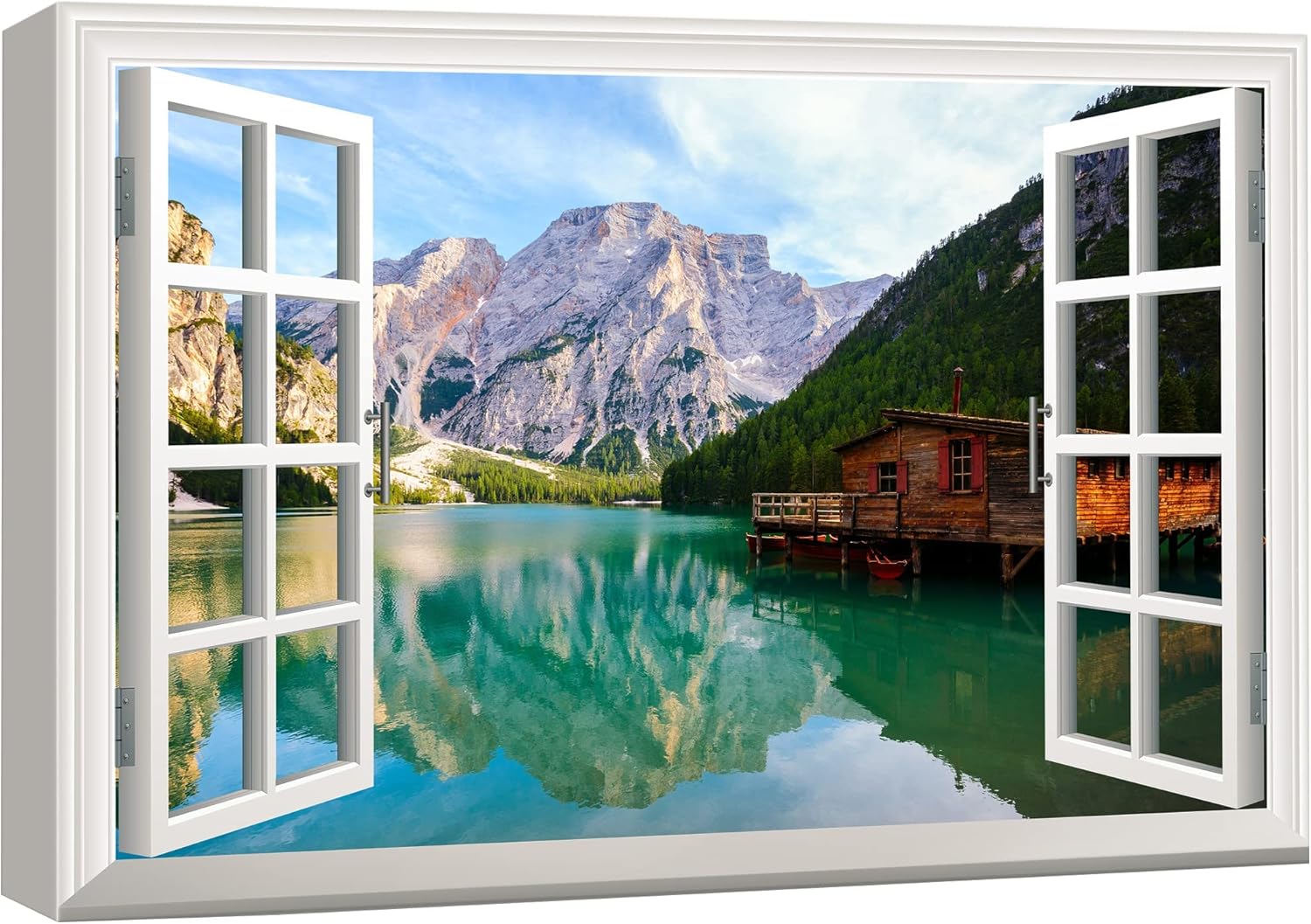 Amazon.com: wall26 Canvas Print Wall Art Window View Landscape Cabin on ...