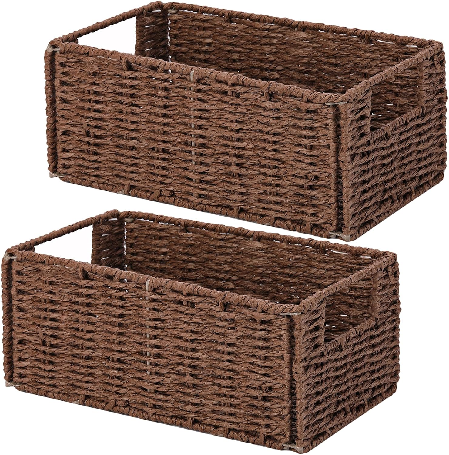 Amazon.com: Vagusicc Wicker Storage Basket, Set of 2 Hand-Woven Paper ...