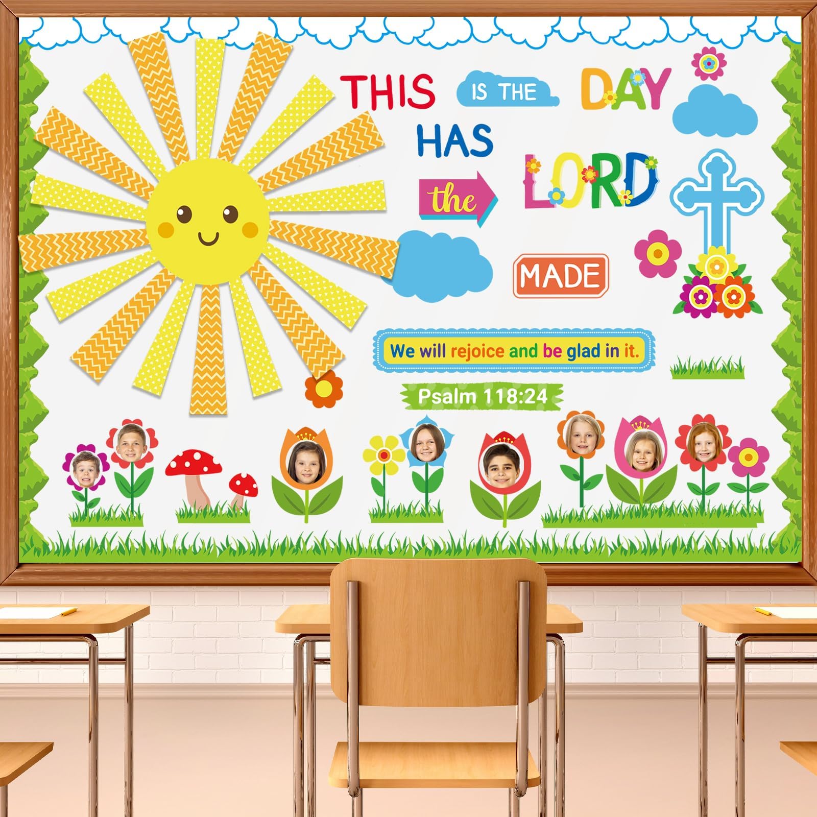 Amazon.com: HIQINLUG Religious Christian Classroom Bulletin Board ...