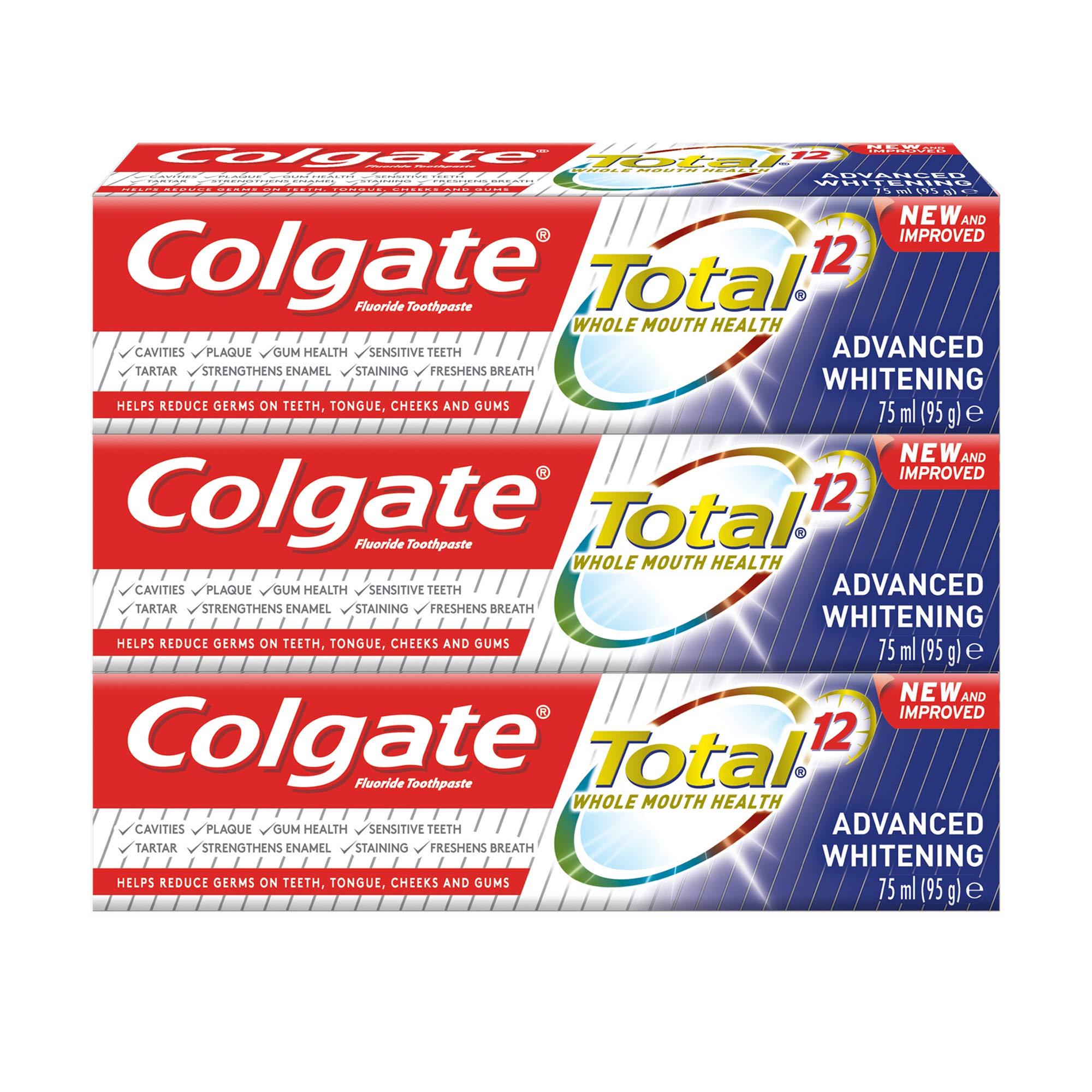 Buy Colgate Total Advanced Whitening Toothpaste 12 Hour Protection - 3 ...