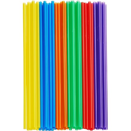 Amazon.com: [300 Pack] Long Flexible Disposable Plastic Drinking Straws ...