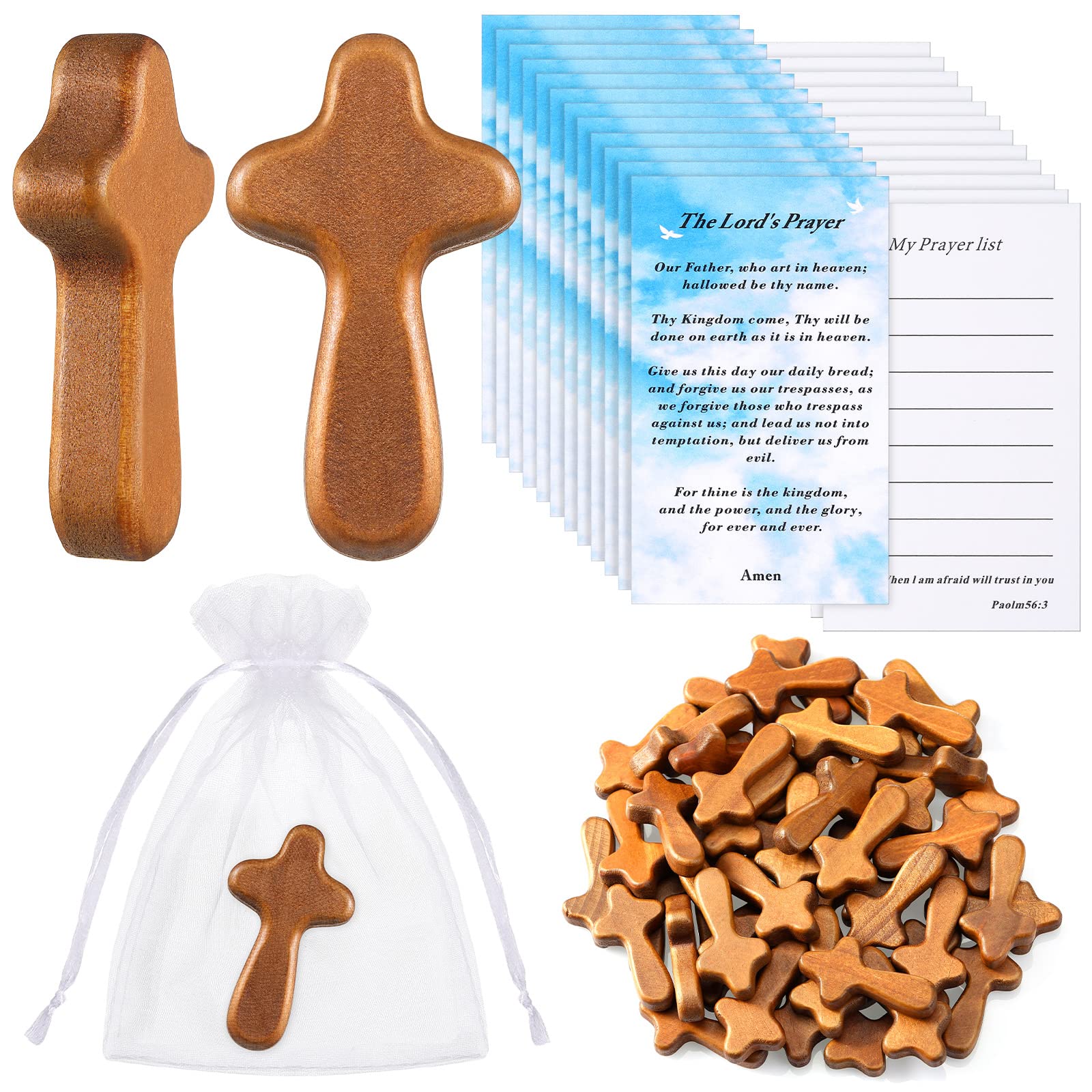 Amazon.com: 24 Pack Wood Holding Crosses Set 24 Mini Hand Holding Cross ...