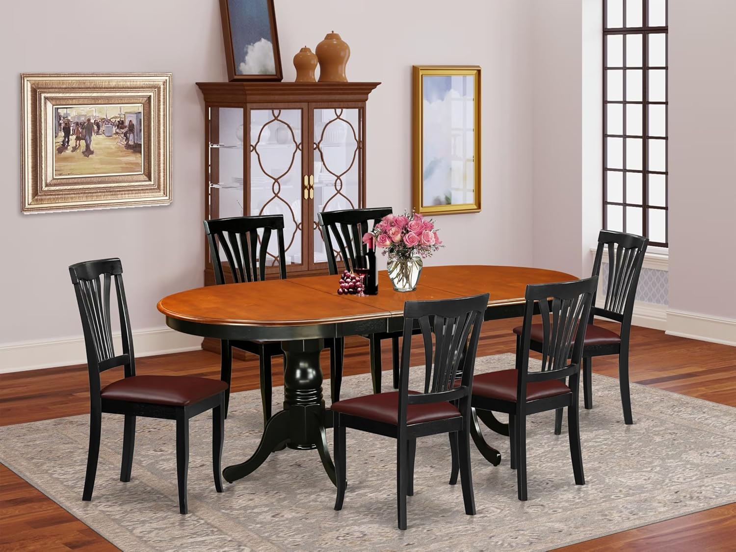 East West Furniture PLAV7-BCH-LC 7 Piece Dining Table Set Consist of an ...