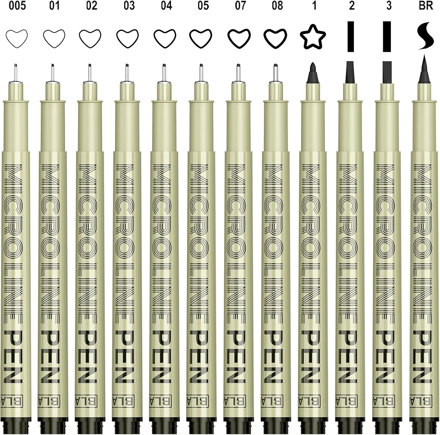 Amazon.com : SAKEYR Micro-Pen Fineliner Ink Pens Black: 12 Size Black ...