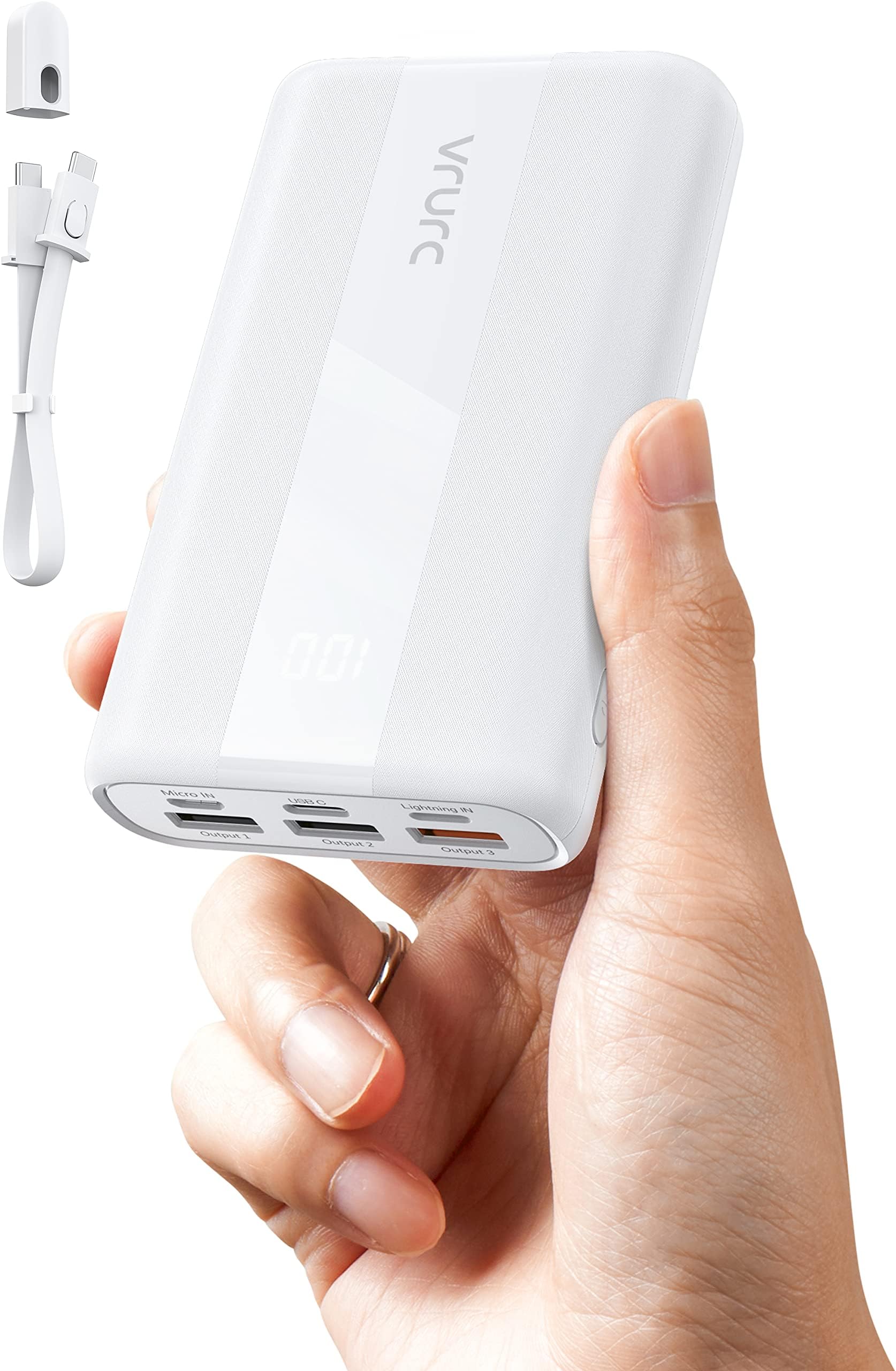 Amazon.com: VRURC Portable Charger, 22.5W Mini Power Bank 20000mAh, USB ...