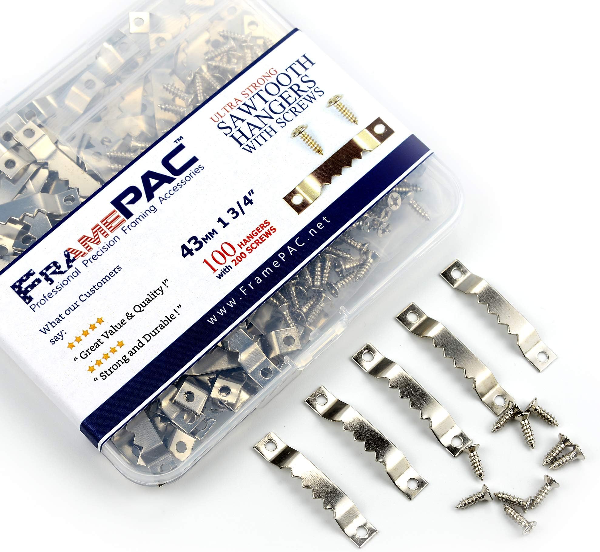 FramePac Sawtooth Picture Hangers 1 5/8" [100 Pack] with screws - (AKA ...