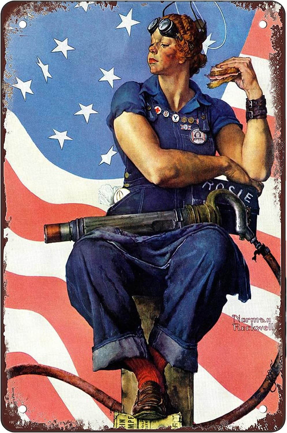 Amazon.com: Rosie the riveter norman rockwell Metal Tin Sign Wall Decor ...