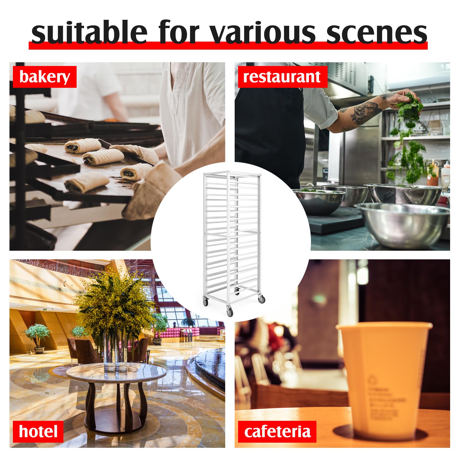 Jinei 20 Tier Aluminum Sheet Pan Rack, Commercial Bakery Rack with ...