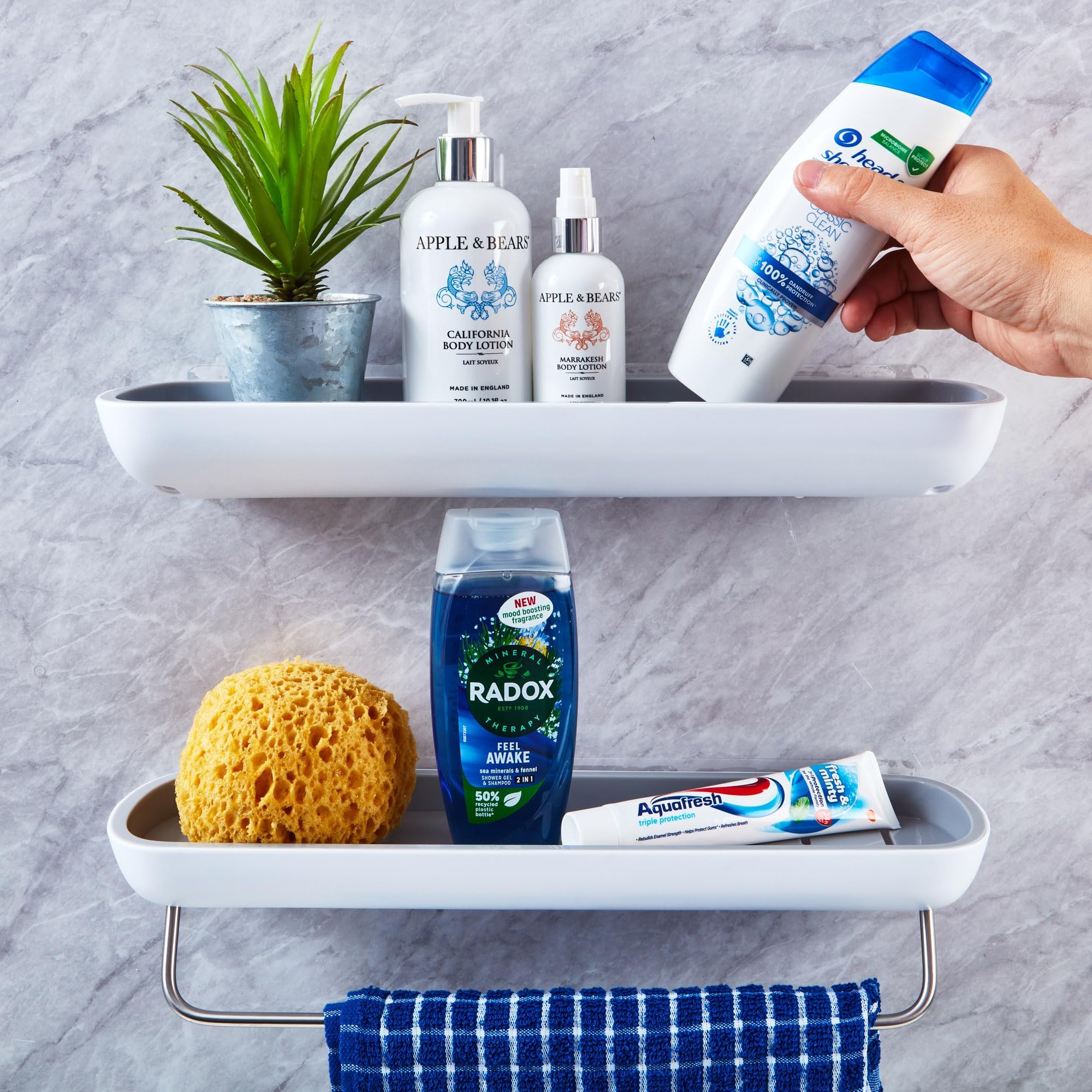 Bathroom Shelves Self Adhesive, Set of 2 Rustproof Shower Shelf with ...