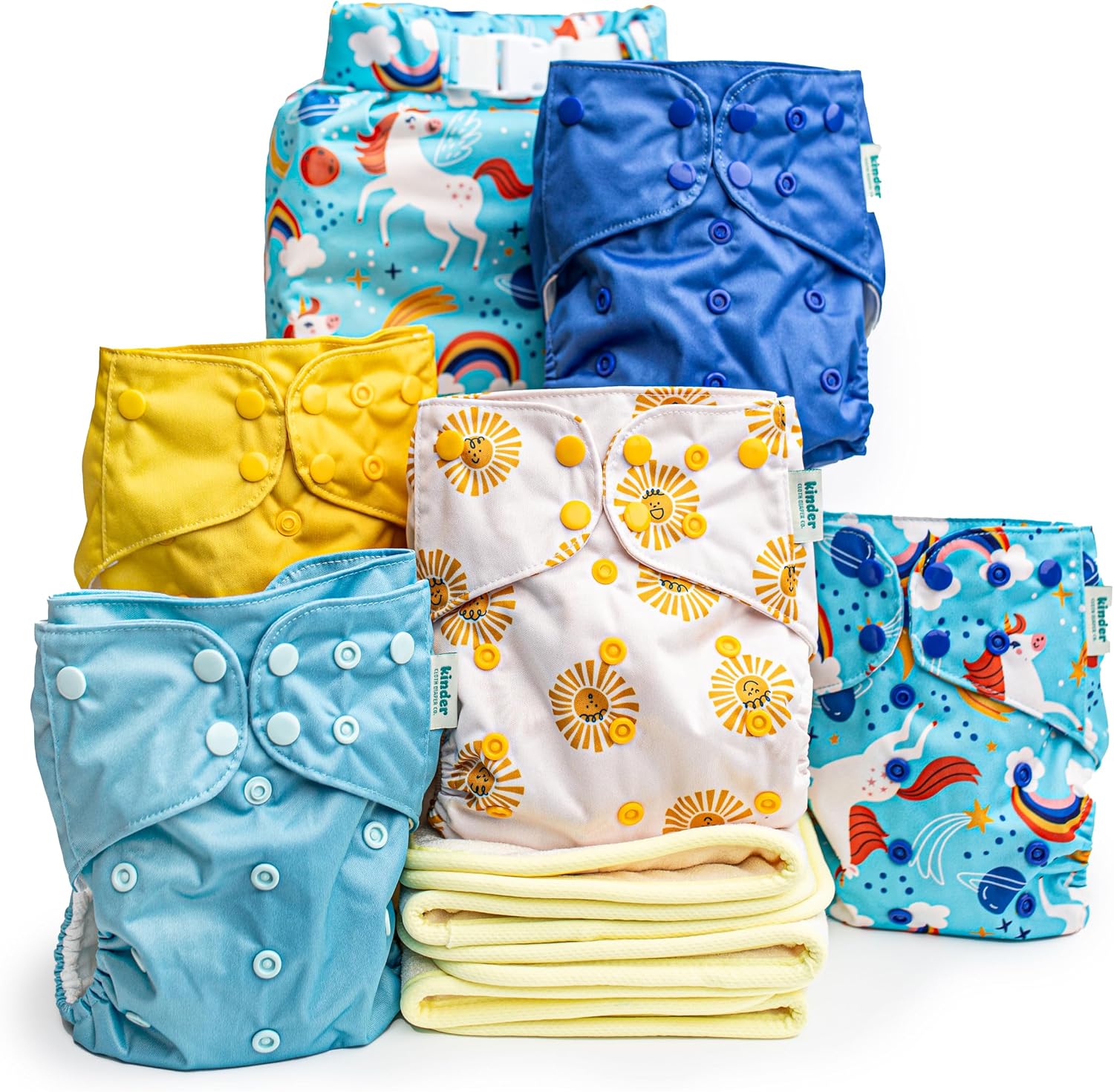 Amazon.com: Kinder Cloth Diapers Set of 5 Reusable Baby Diapers Pocket ...