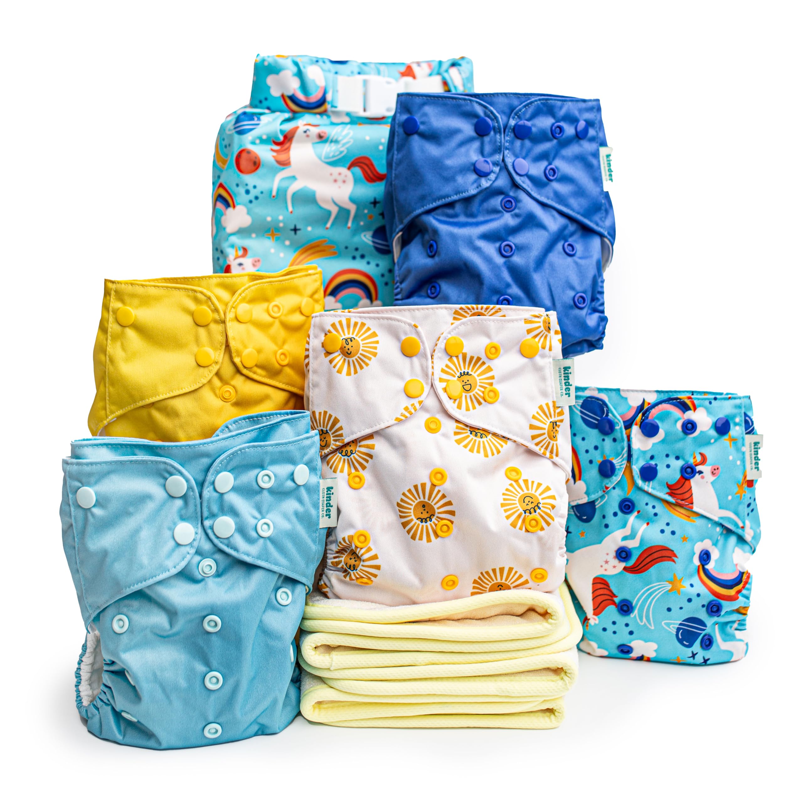 Amazon.com: Kinder Cloth Diapers Set of 5 Reusable Baby Diapers Pocket ...