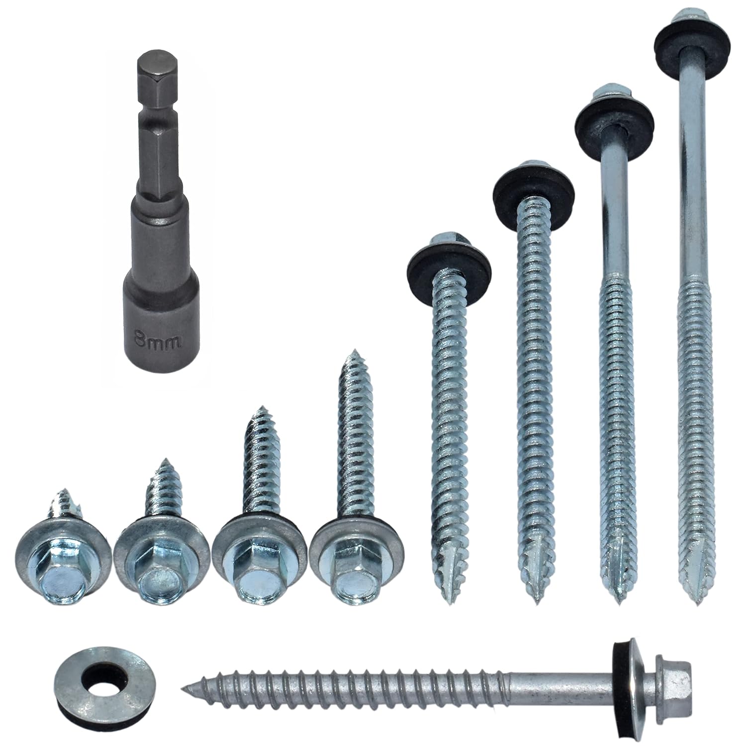 50, 6.3 x 60mm Corrugated Timber Roofing CLADDING Screws 16mm Rubber ...
