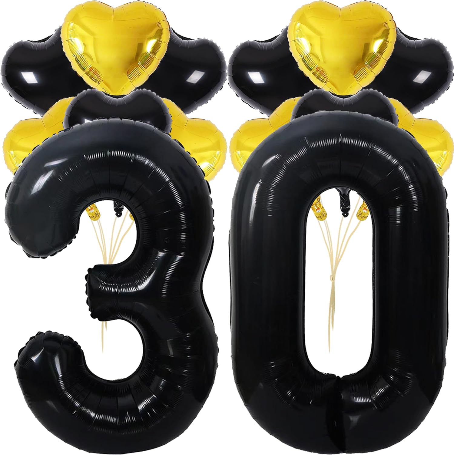 Amazon.com: 30 Balloon 40 Inch Number 30th Balloons 14 Pcs Black Foil ...