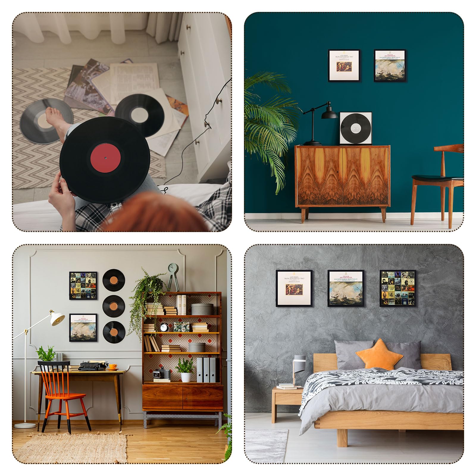 Vinyl Record Frame Picture Frame 12 x 12 Inch Wood Black Music Record ...