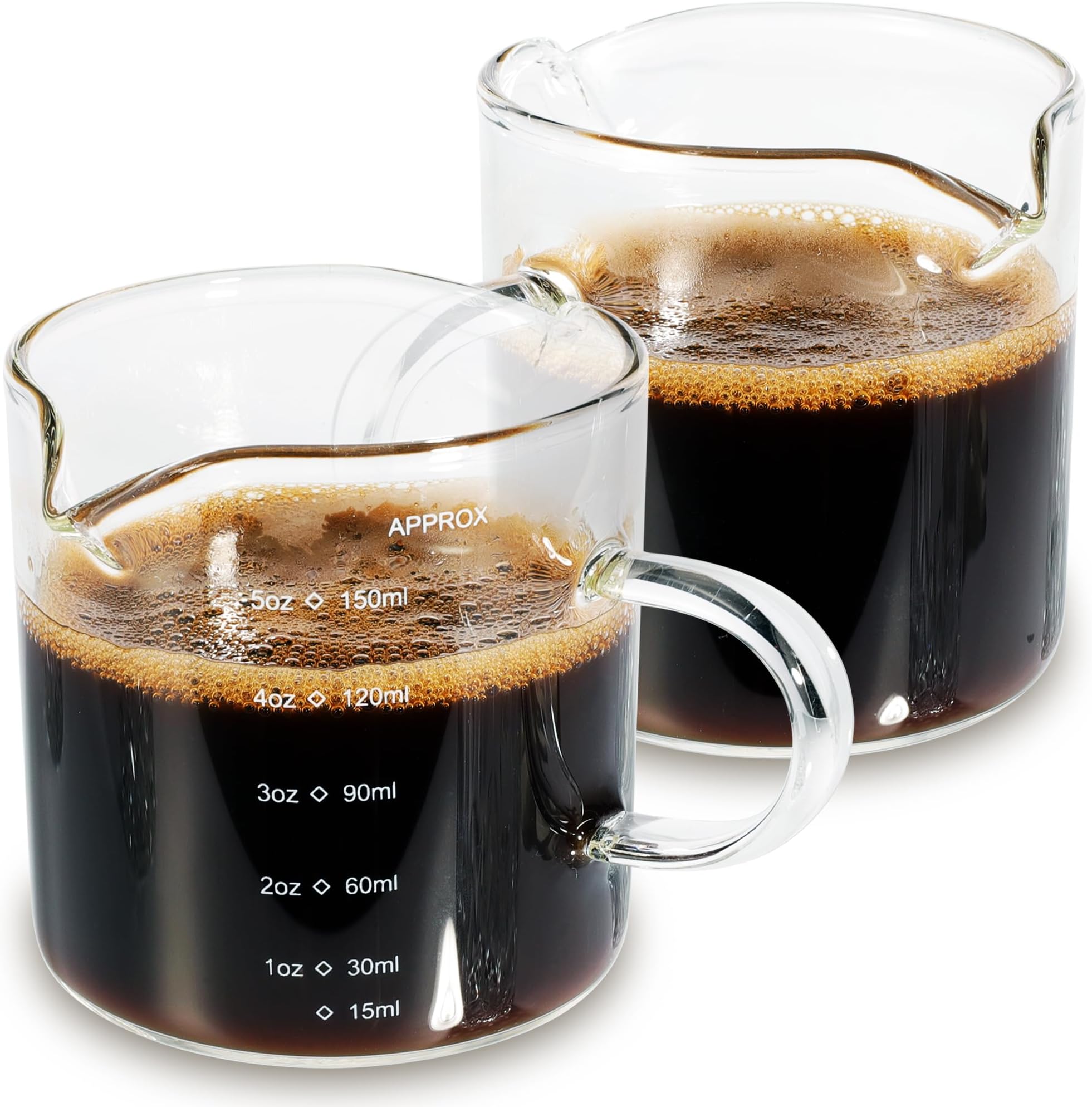 Amazon.com: Mfacoy 2 Pack Measuring Cups, 75ML Espresso Cups with Handle, Espresso Shot Glasses ...