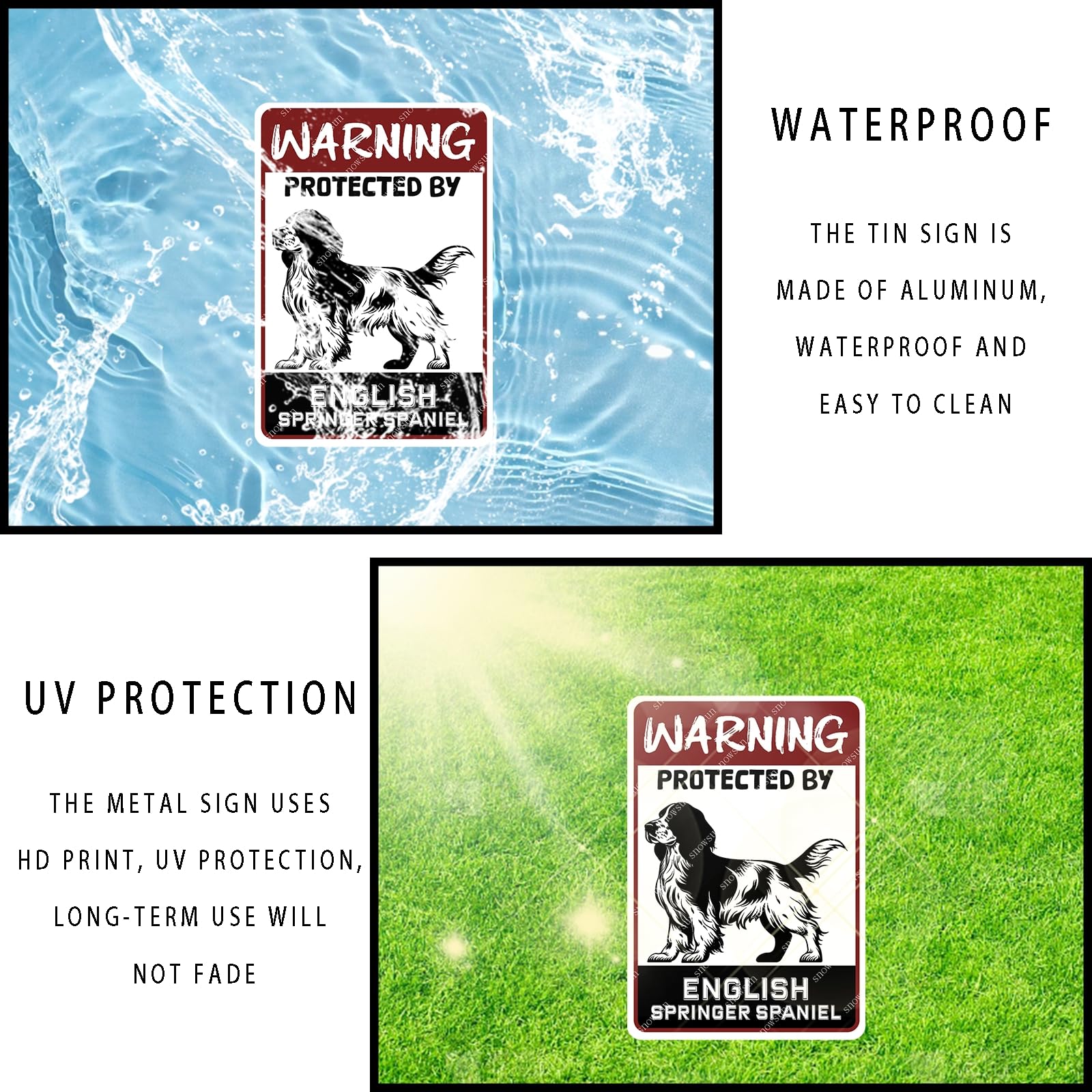 Snapklik.com : Snowsun Warning Sign Protected By English Springer ...