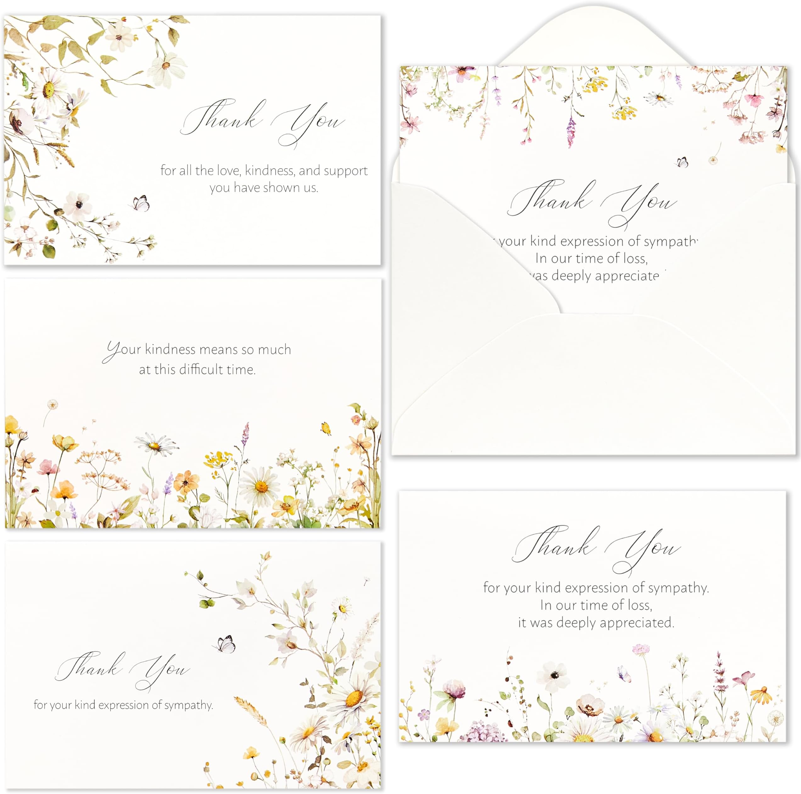 Amazon.com : Funeral Thank You Cards with Envelopes: 24 Pcs Watercolor ...