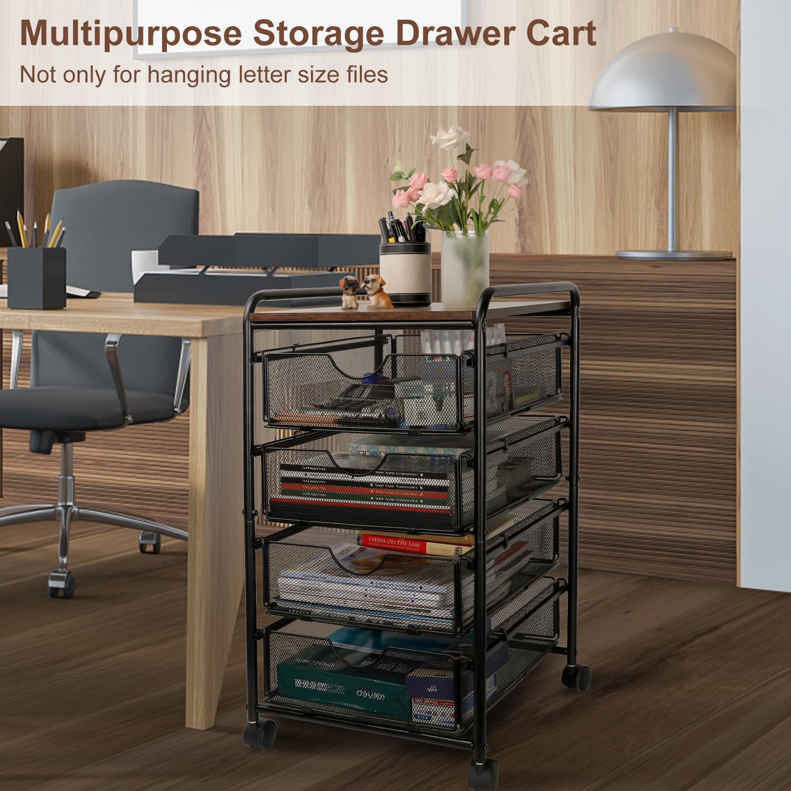 EasyPAG Mesh File Storage Drawer Carts with 4 Swivel Casters Rolling ...