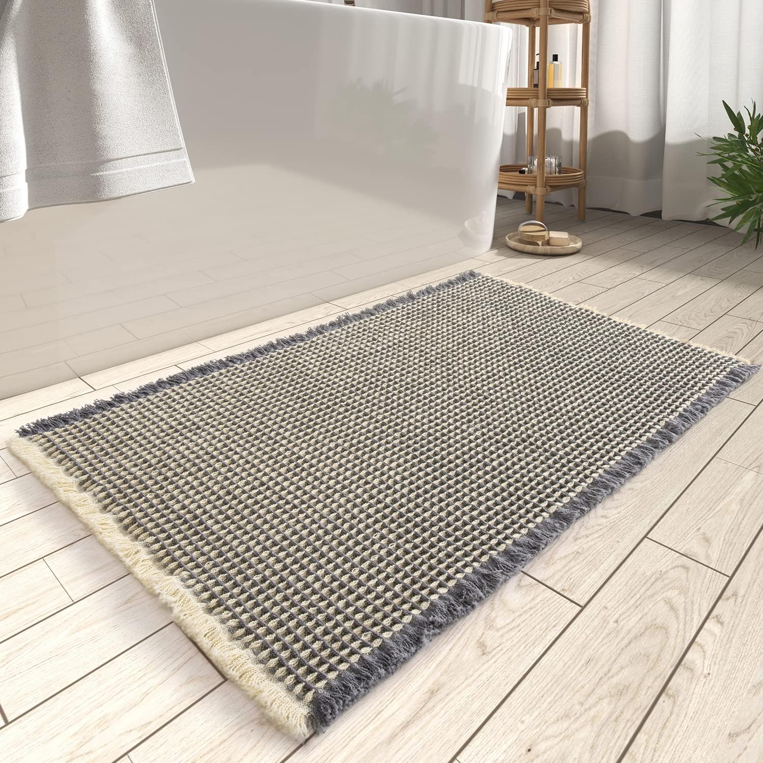 Amazon.com: tchdio Bath Mat-Rug-Weave Waffle Super Absorbent Non Slip ...