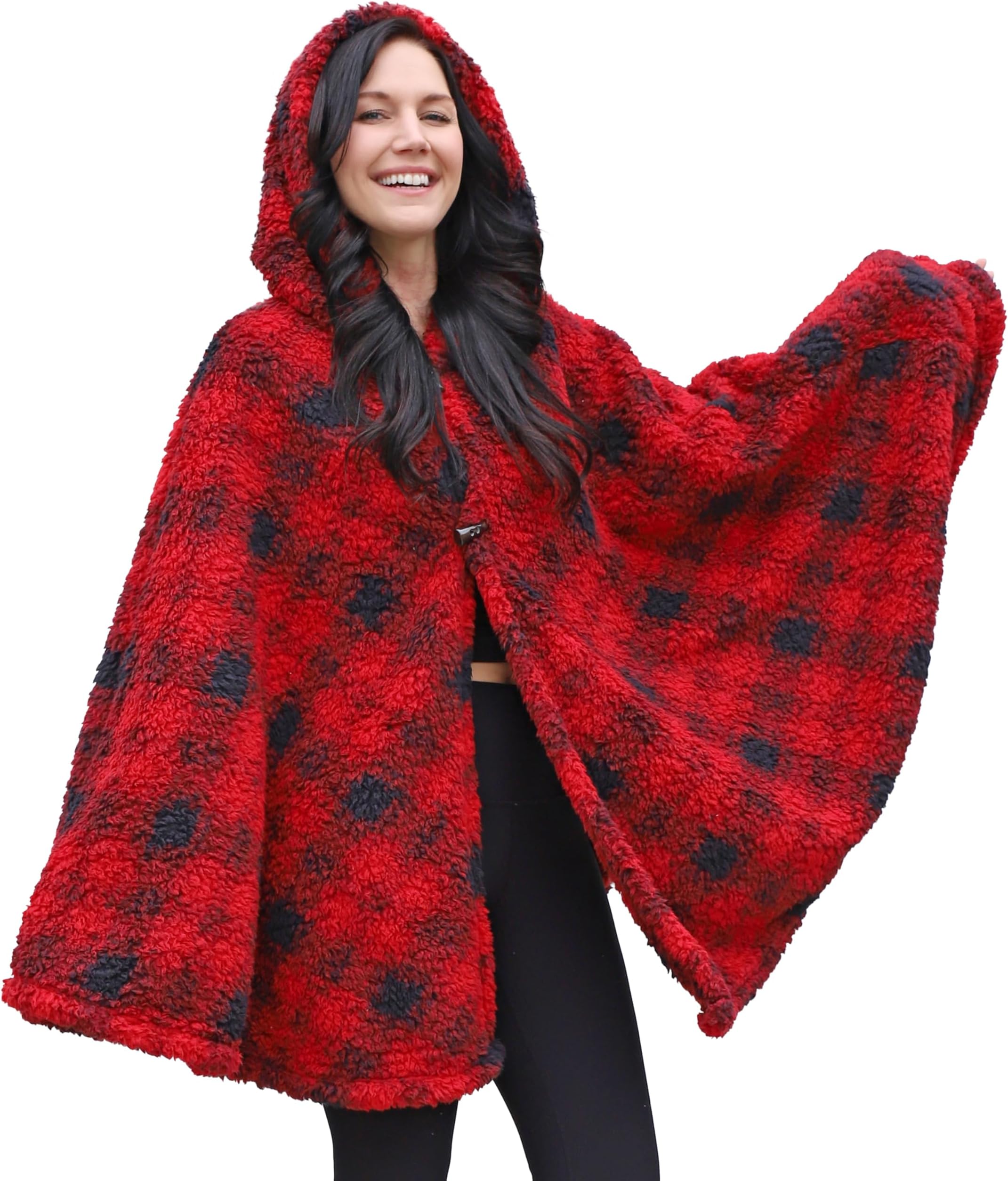 Amazon.com: Catalonia Women's Poncho Cape, Sherpa Cloak Coat, Snuggy ...