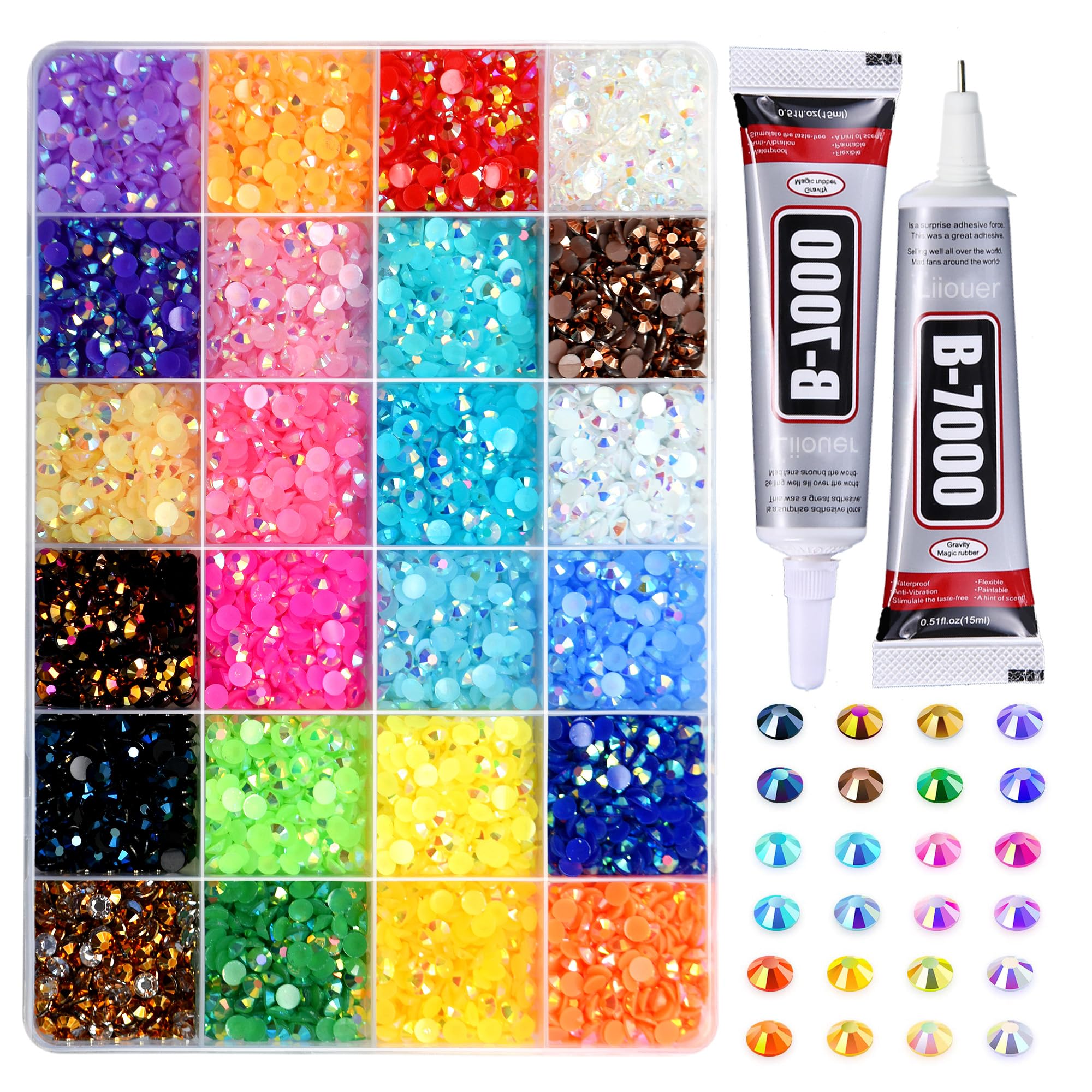 Amazon.com: Liiouer 5mm Rainbow Rhinestones for Crafting, 24 Multicolor ...