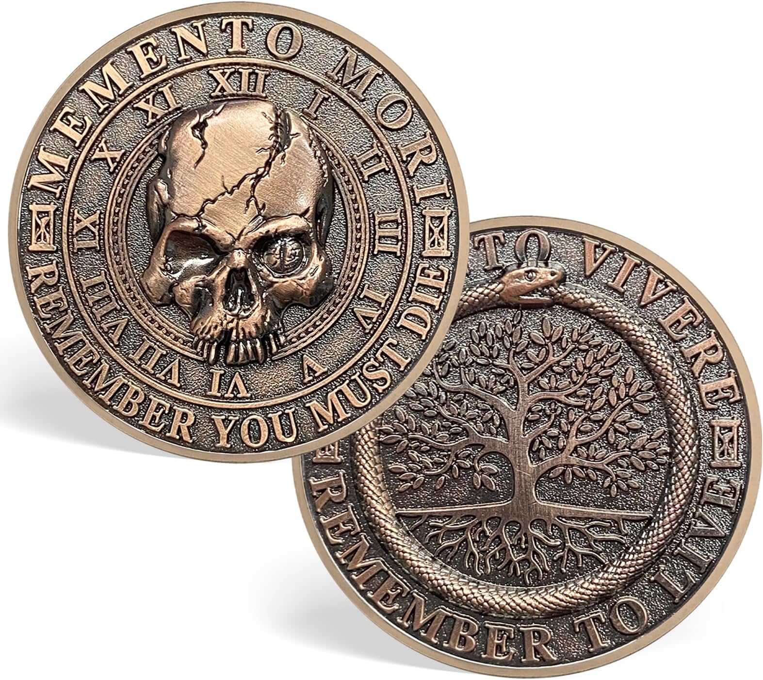 Amazon.com : Remuuly 5 Pcs Memento Mori Coin Skull and Tree Pattern ...