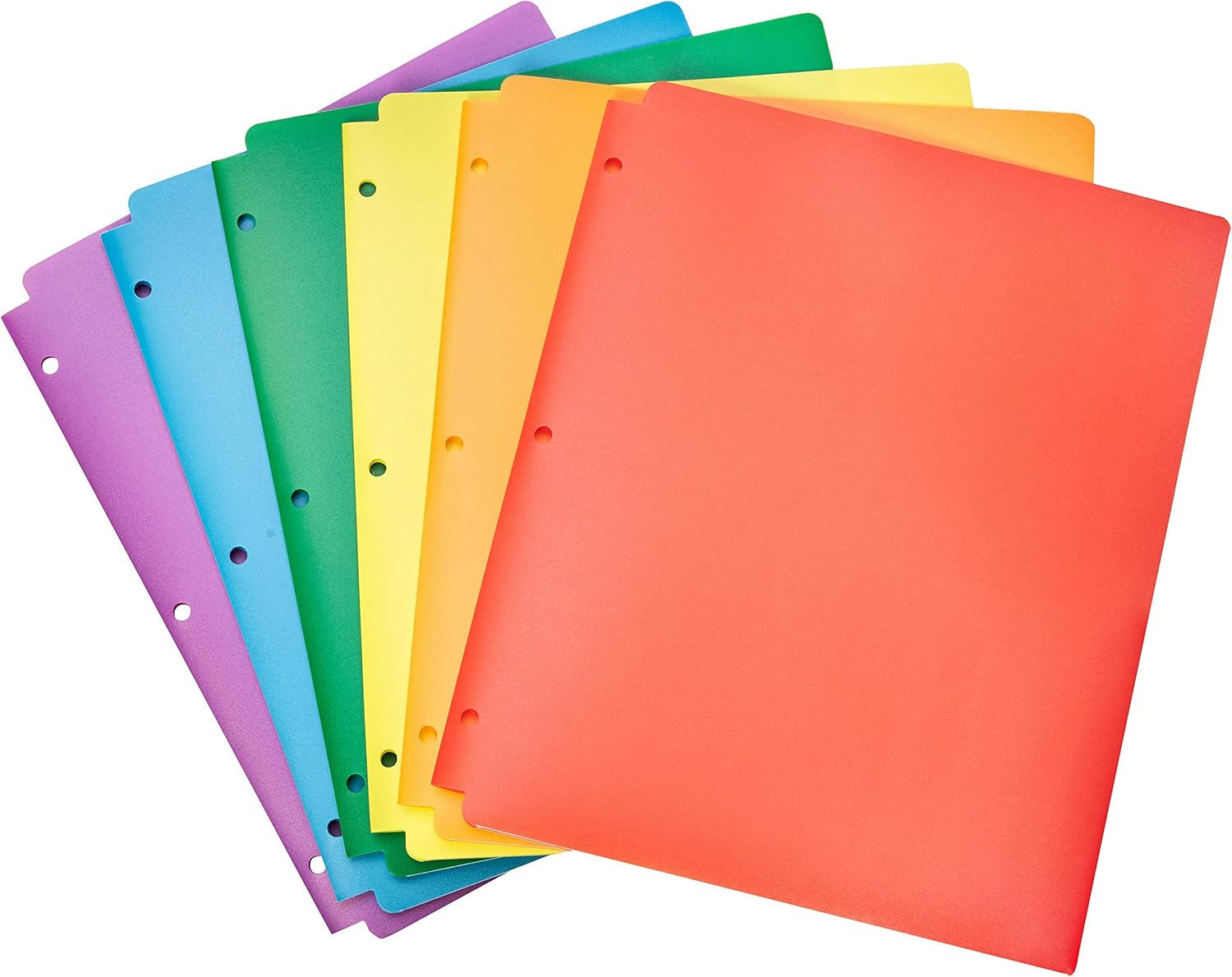 Amazon.com : Amazon Basics Plastic 3 Hole Punch Folders with 2 Pockets ...