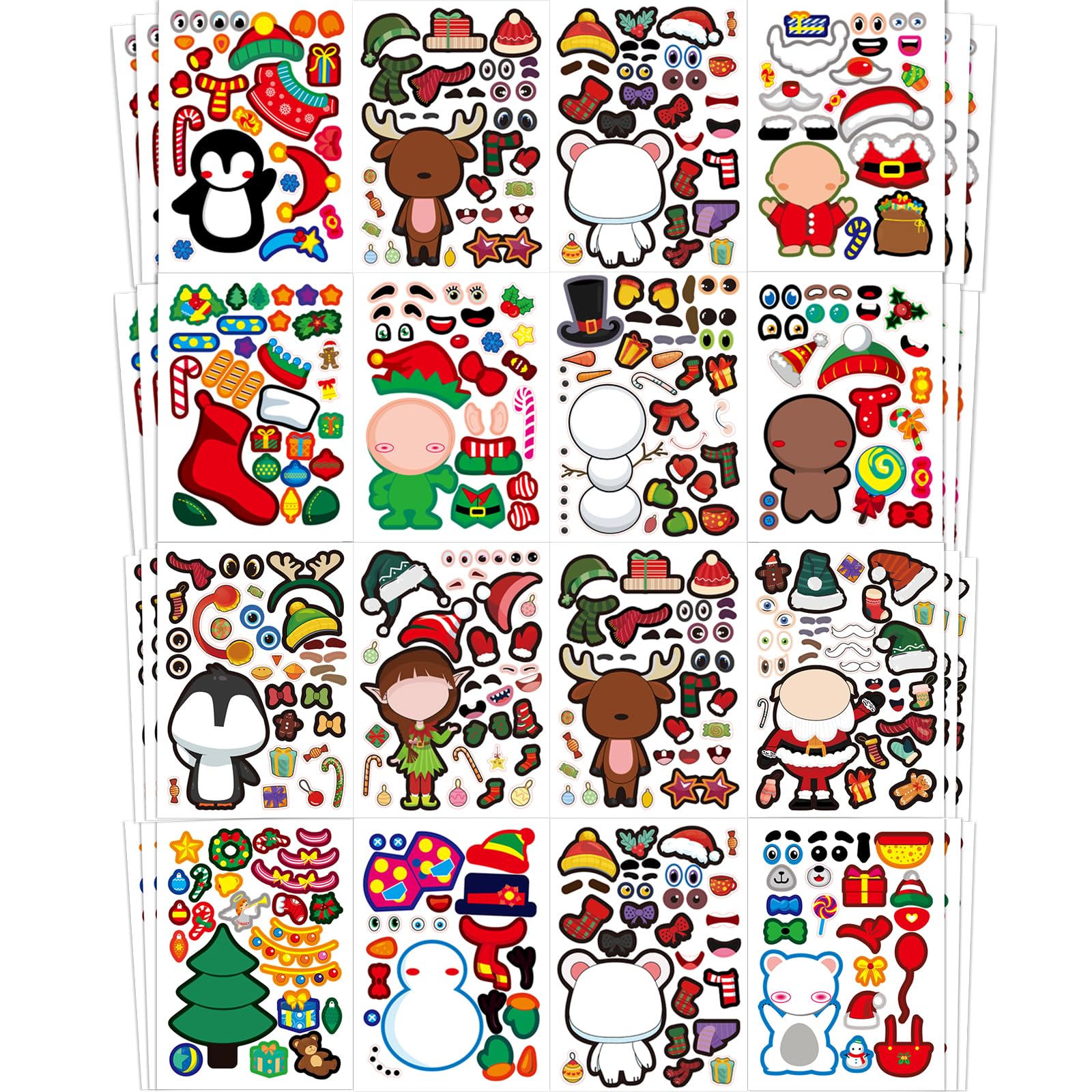 Snapklik.com : Christmas Stickers 42 Sheets Make A Face Stickers For ...